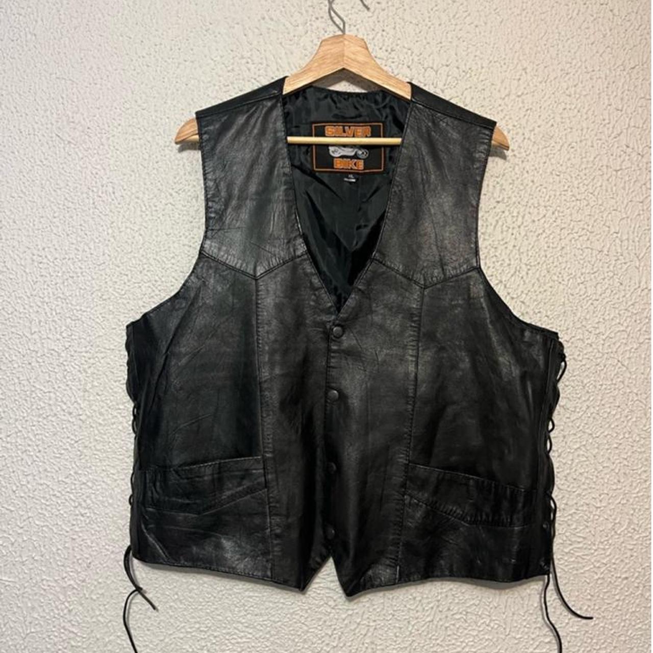 Vintage Men’s Silver Bike Leather Motorcycle Corset... | Depop