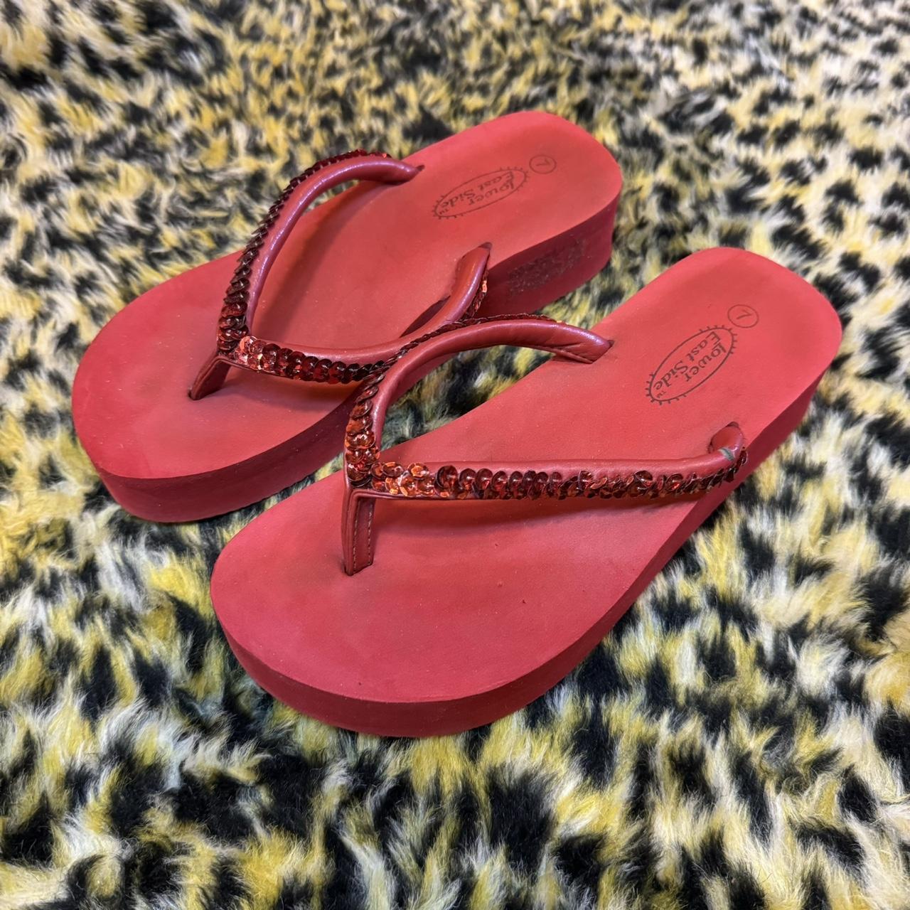 Vintage Lower East Side Red Sequined Y2K Platform... - Depop