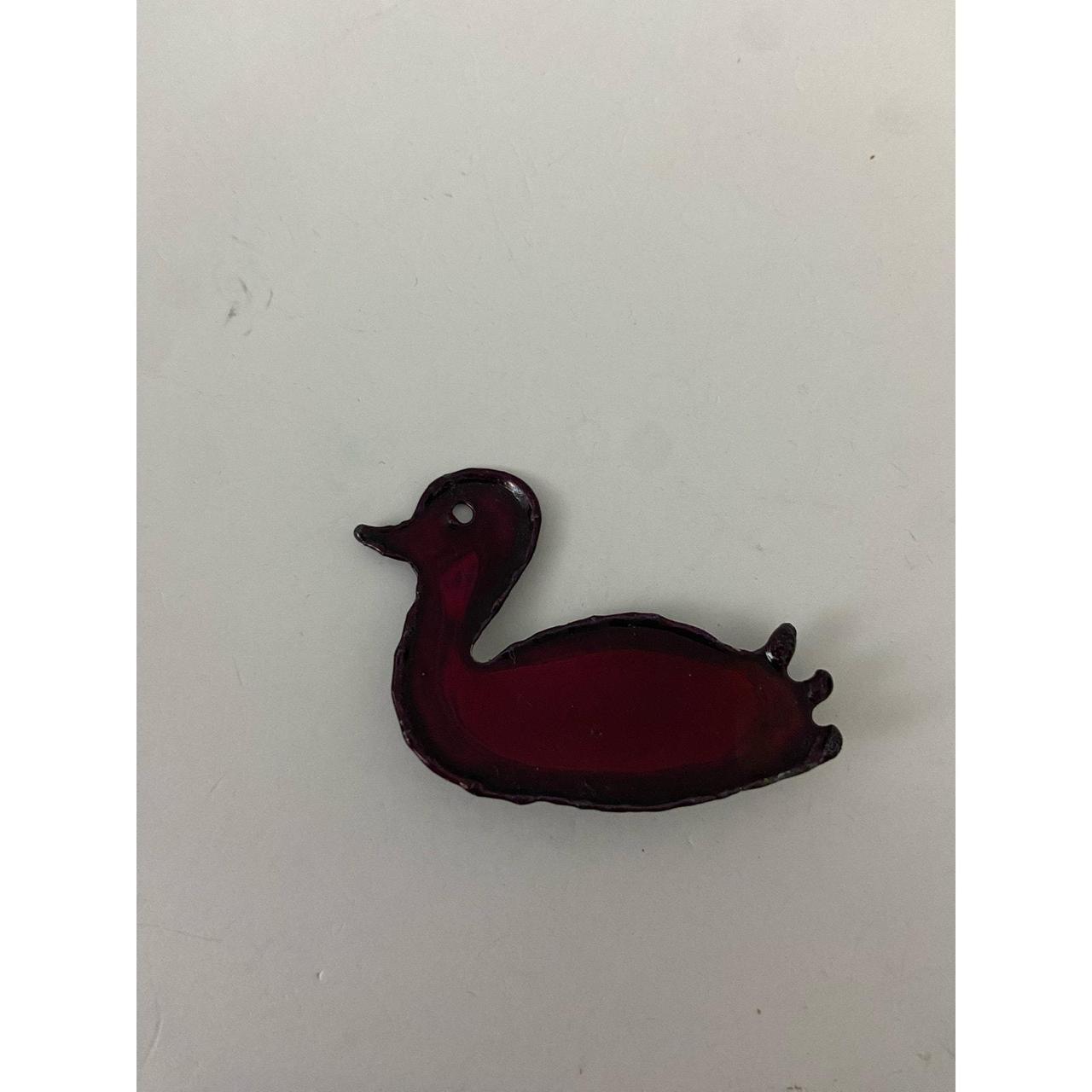Unique rare vintage dark maroon black metal duck pin... | Depop