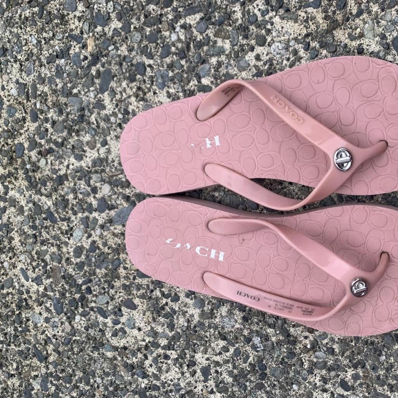 Pink Coach flip flops with a preppy touch #preppy | Depop