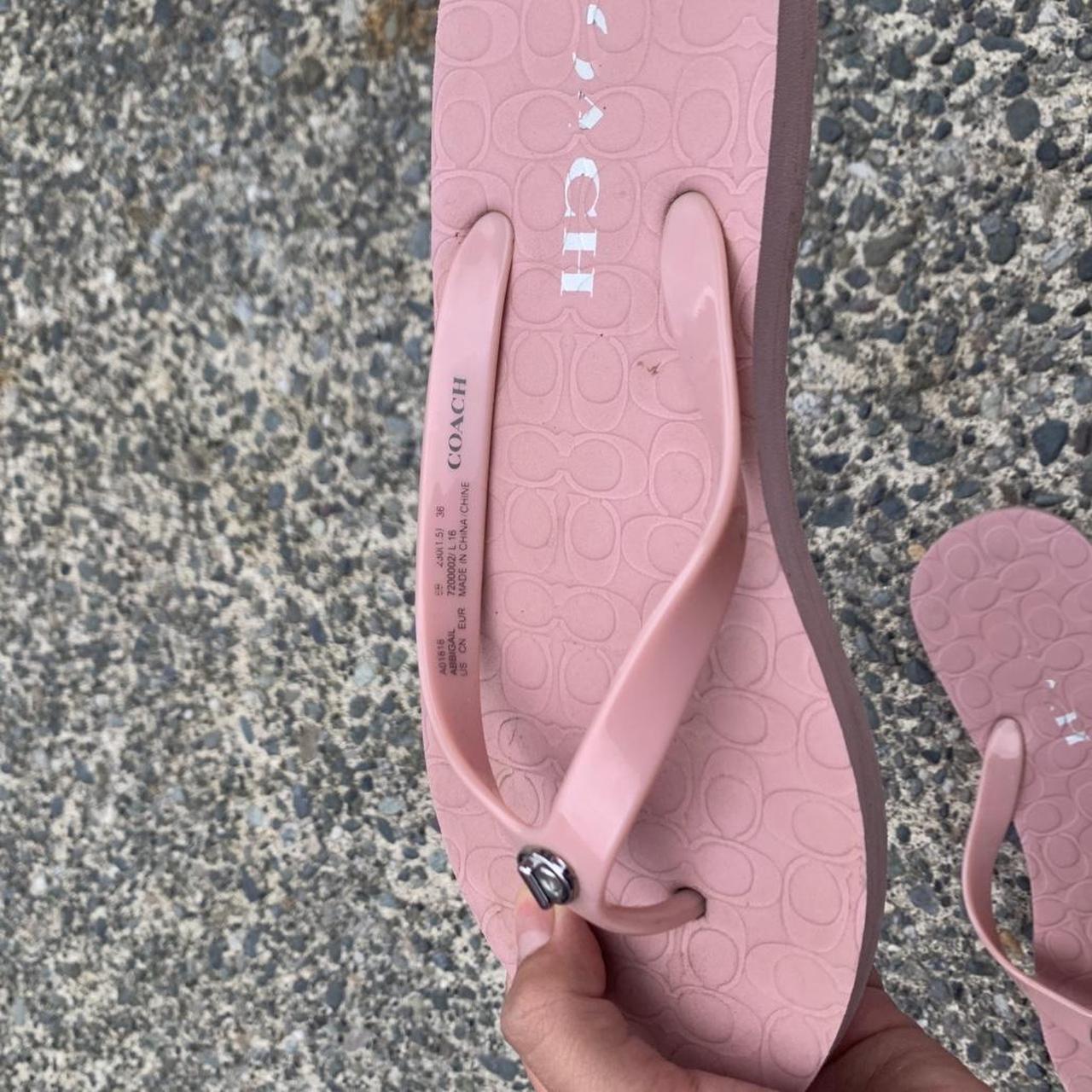 Pink Coach flip flops with a preppy touch #preppy | Depop