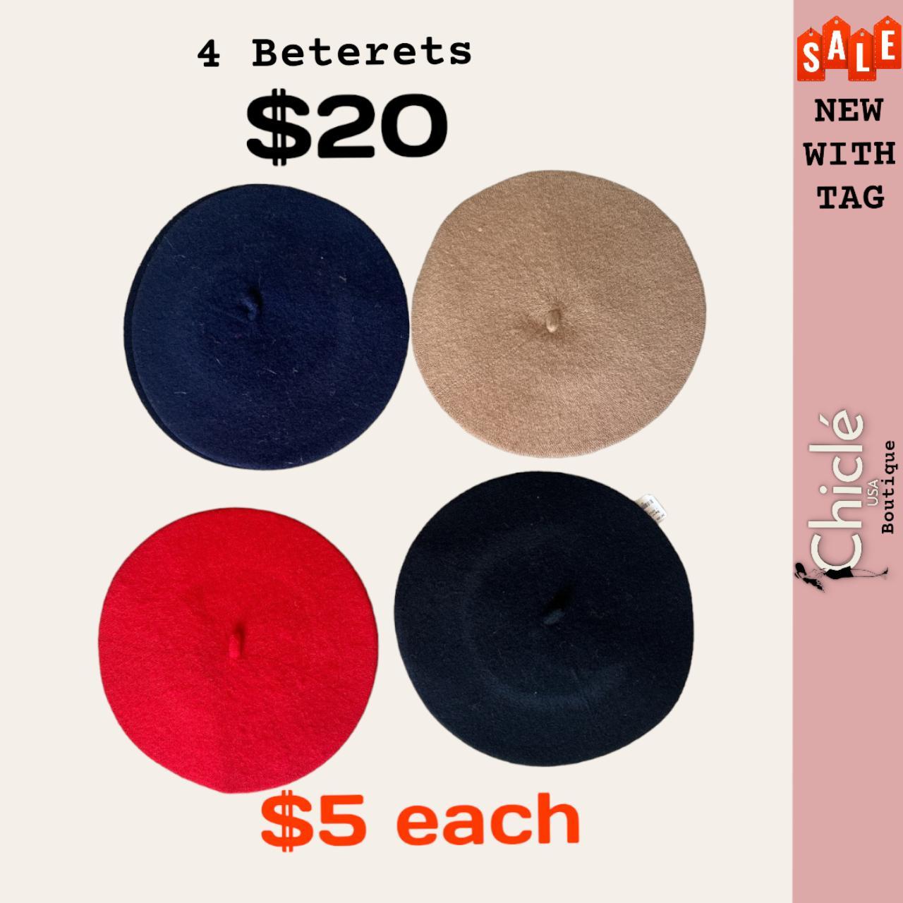 4 New Berets - Navy, Beige, Red and Black - Depop