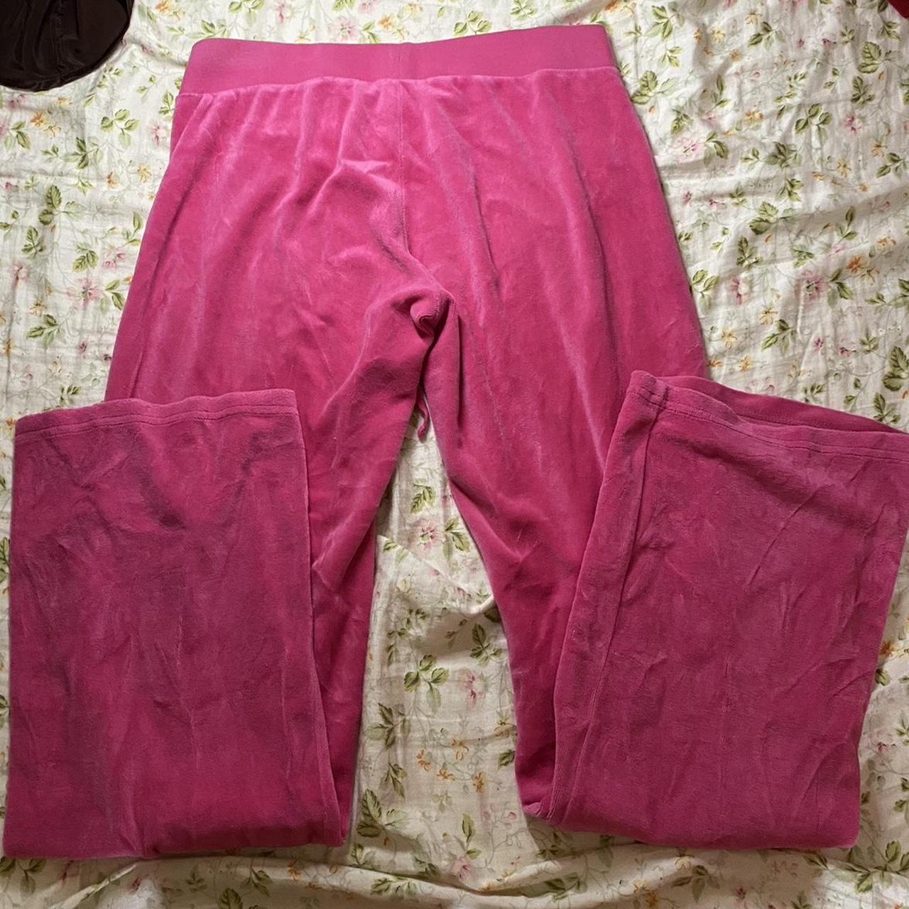juicy couture velour track pants in a hot pink very... - Depop