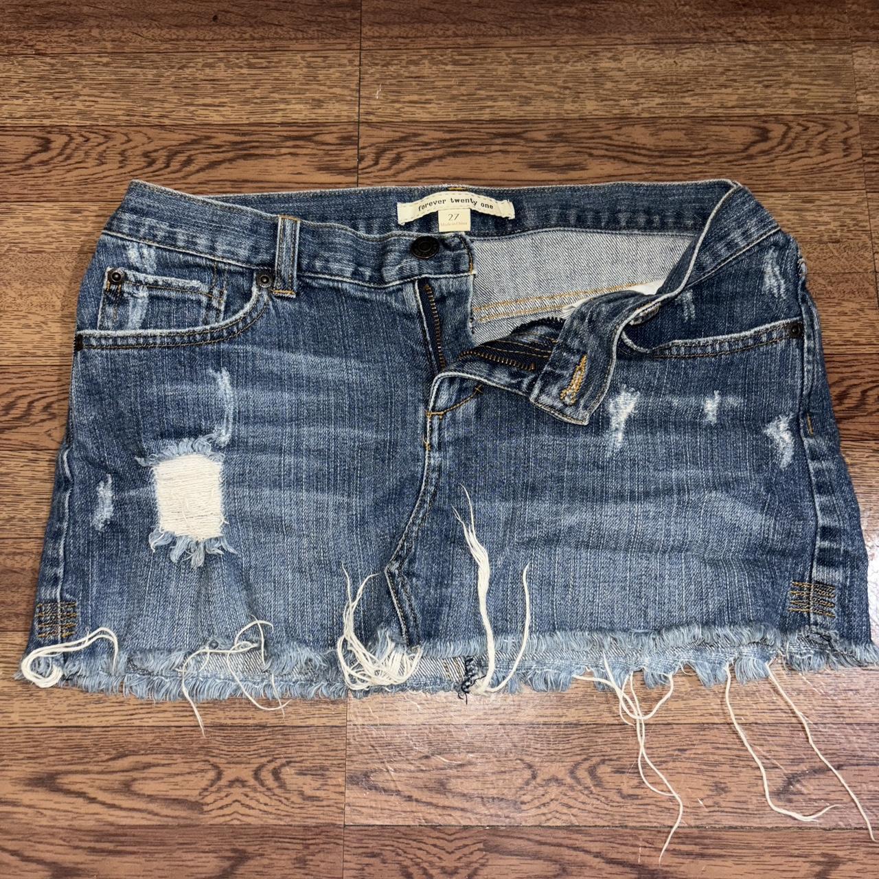 forever twenty one vintage Distressed denim mini... | Depop