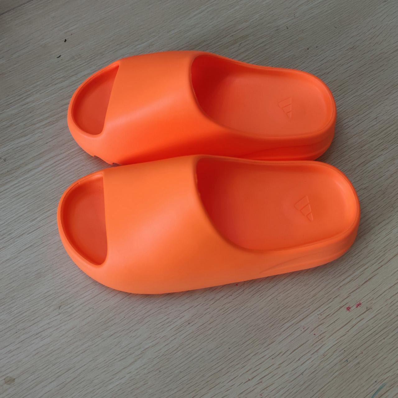 Adidas Women's Orange Slides | Depop