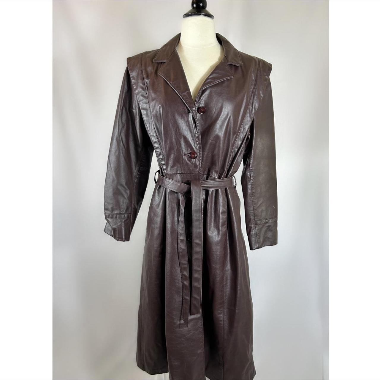 NORTHSIDE LEATHER OVERCOAT Color: Brown Size: 13... - Depop