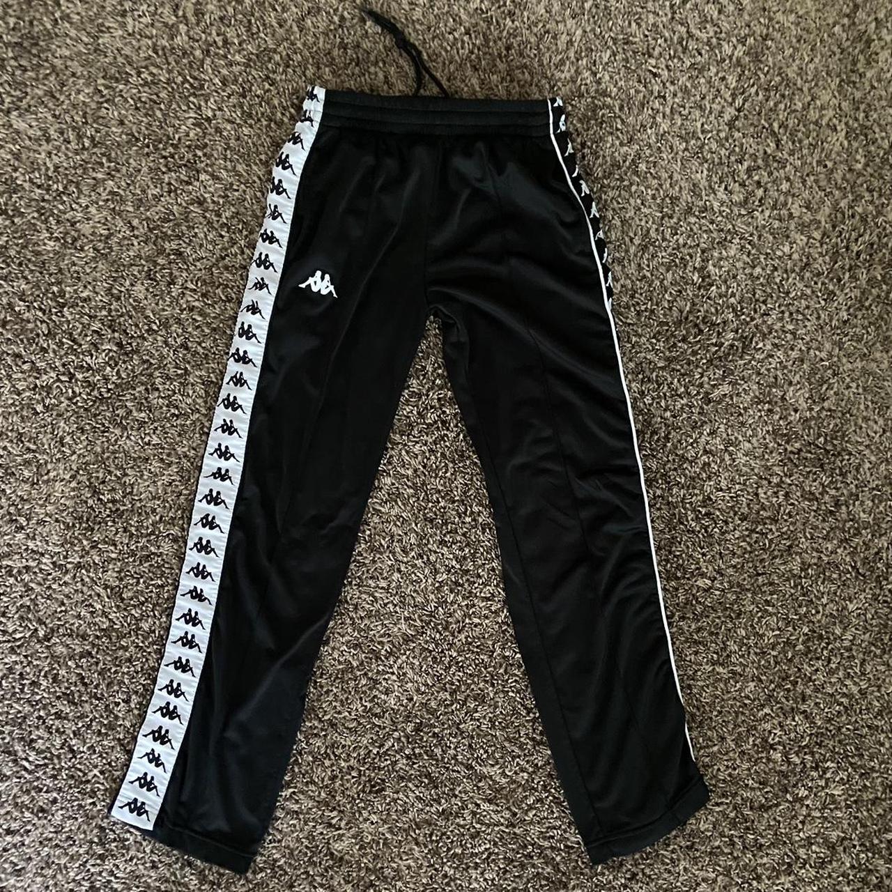Black and white Kappa joggers Worn Ankle... - Depop