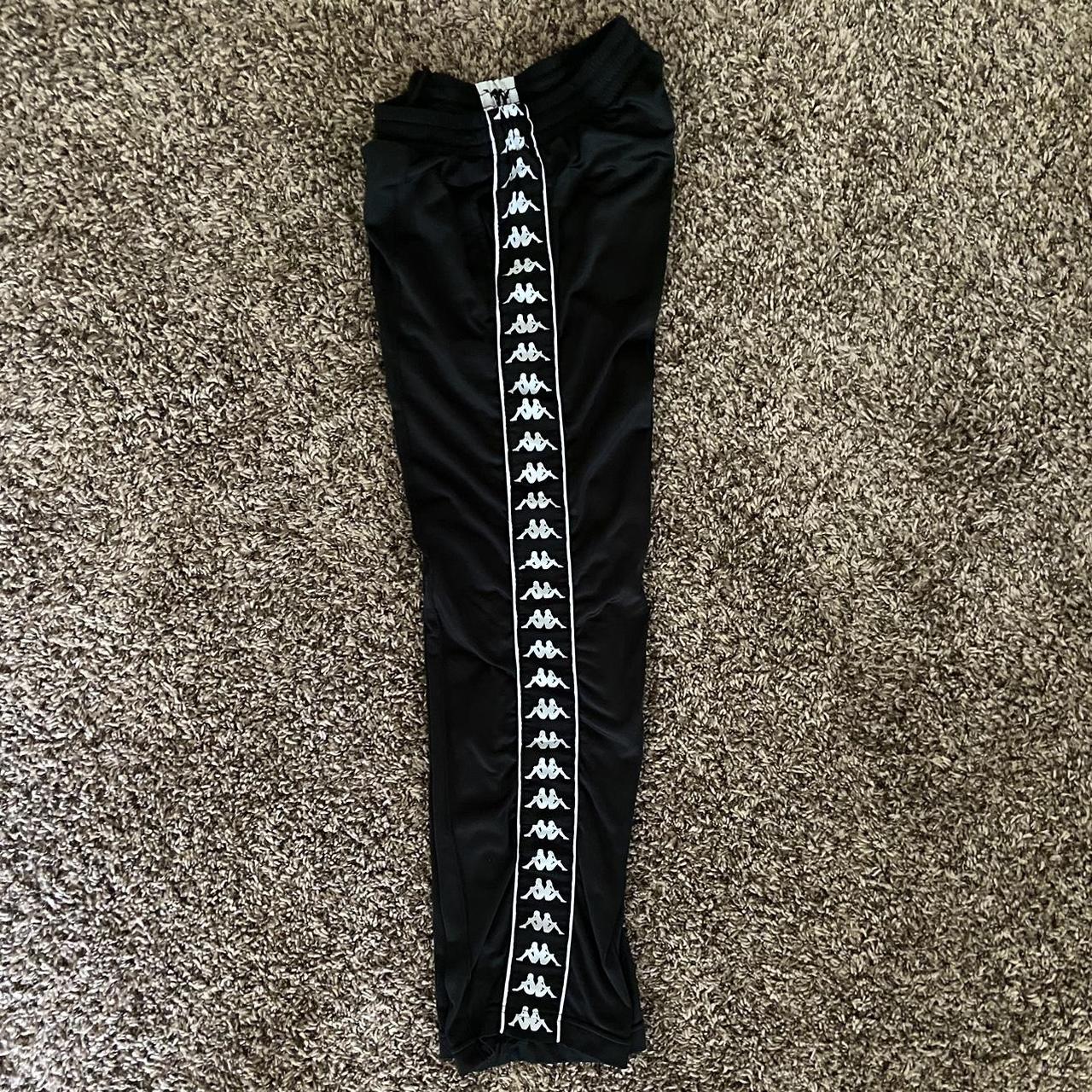 Black and white Kappa joggers Worn Ankle... - Depop