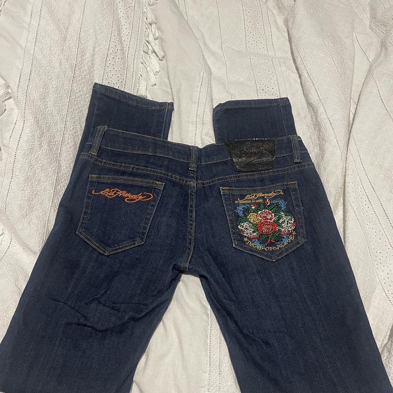 Vintage embroidered Ed Hardy Jeans -low... - Depop