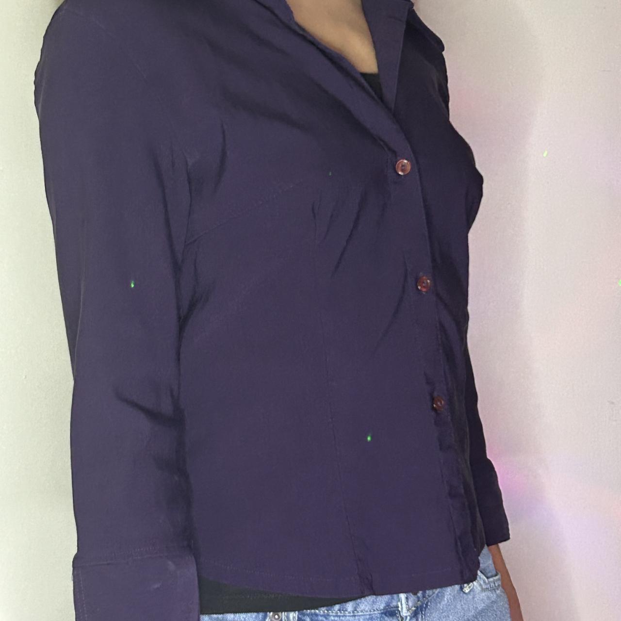 Dark Purple Button-Down with Awesome Collar from... - Depop