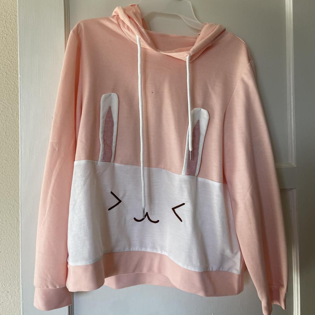 Pink and white rabbit sweater. Super soft and thin.... - Depop