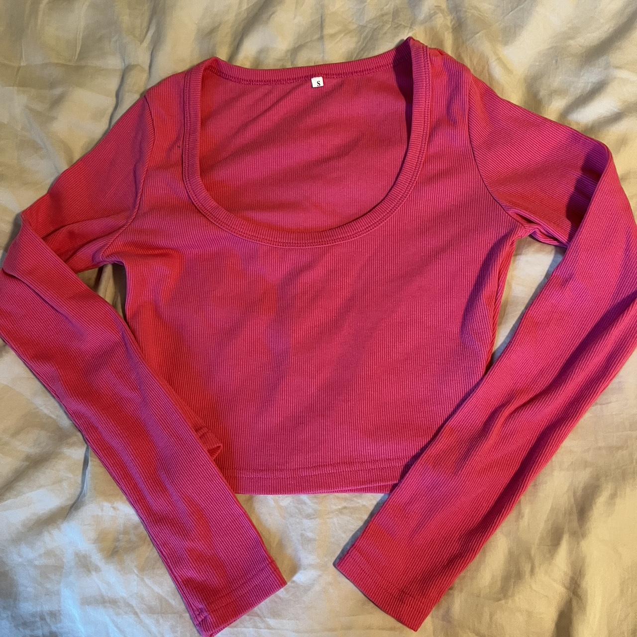 Cute Hot Pink Long Sleeve Top Depop