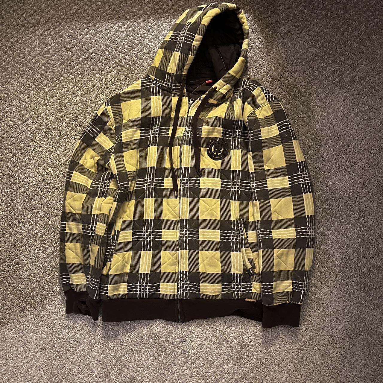 super dope yellow and brown plaid element jacket... - Depop