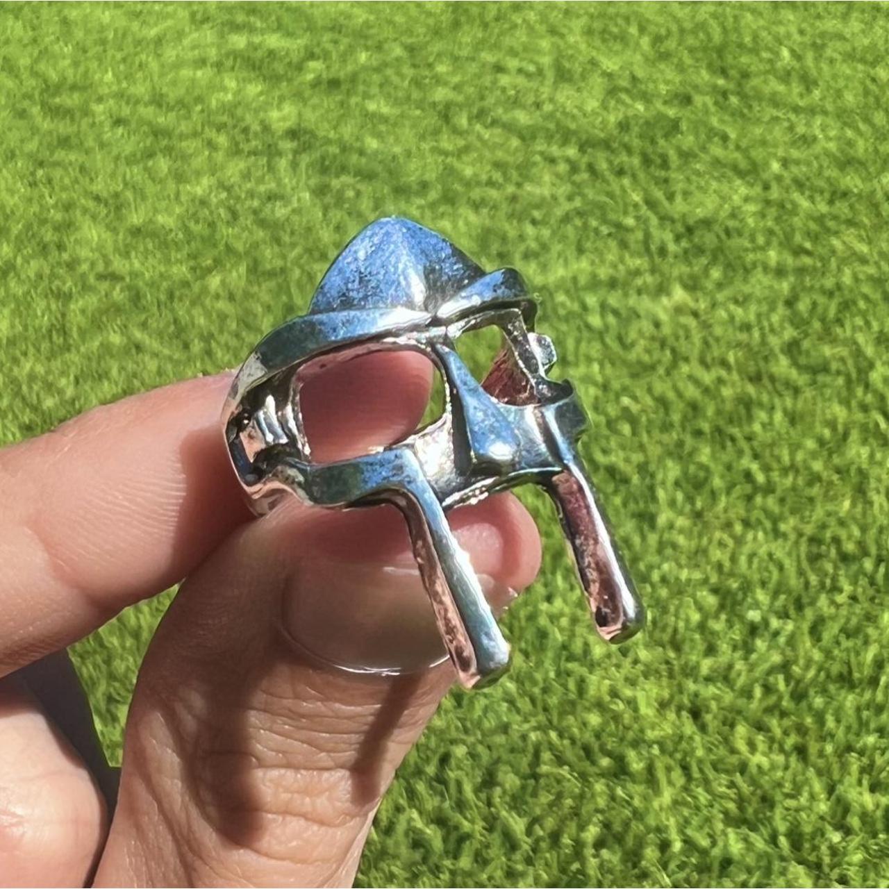 MF DOOM metal silver mask ring (open ended so size... - Depop