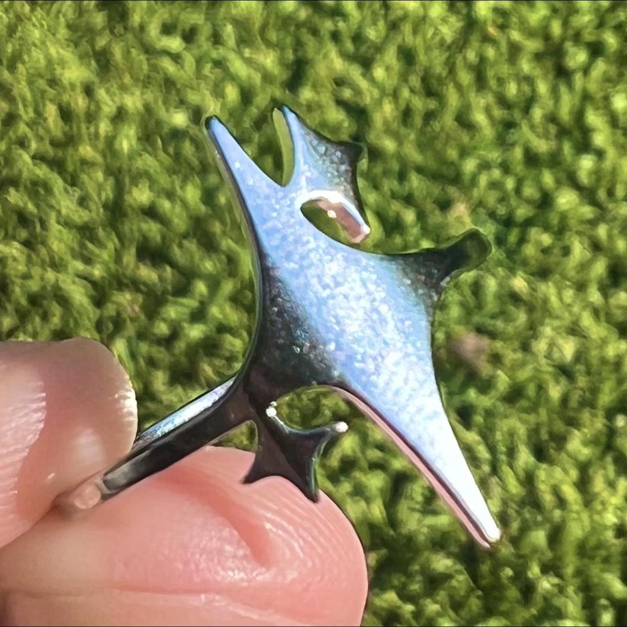 Metal y2k silver star sparkle ring (open ended so... - Depop