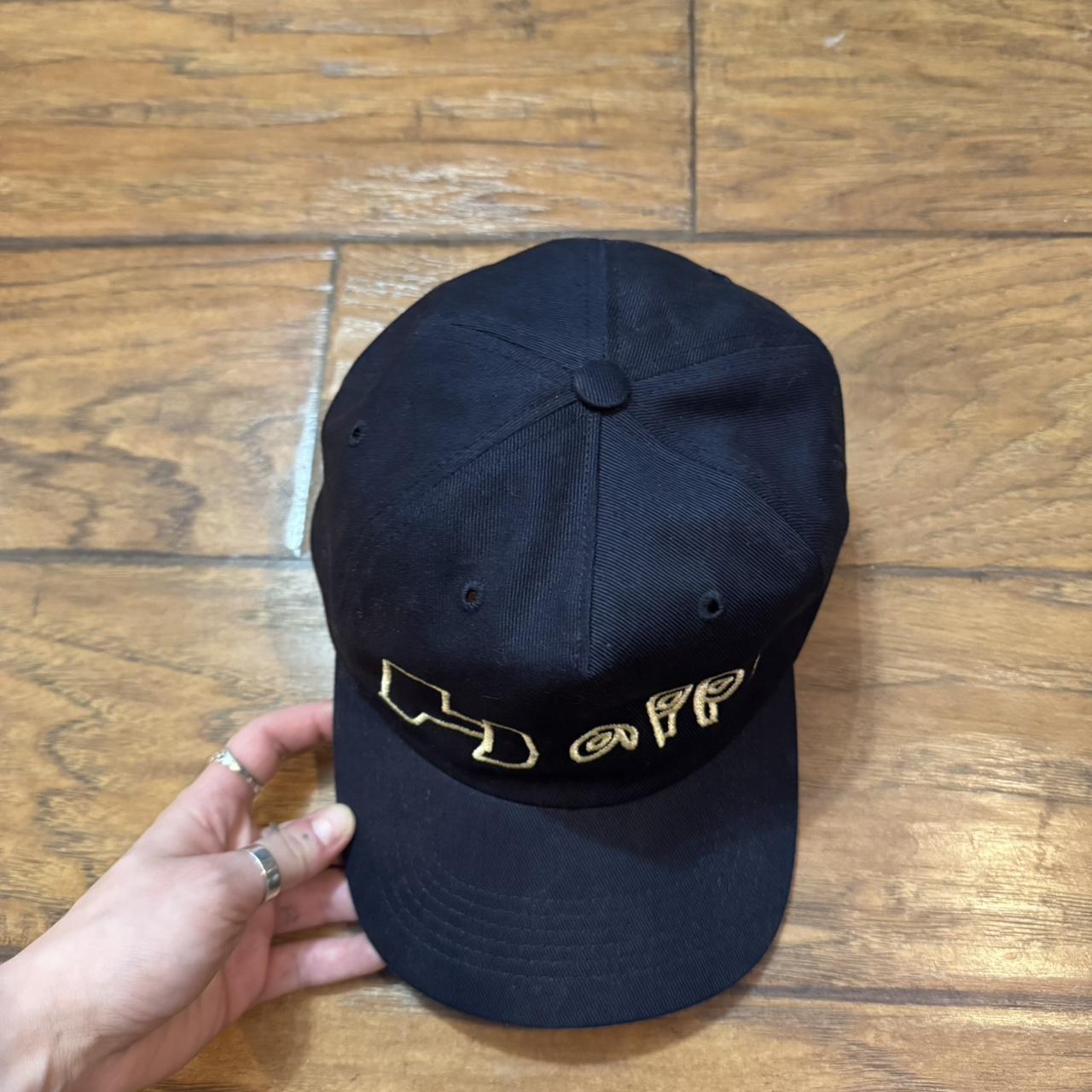 Navy and yellow Happy hat | Depop