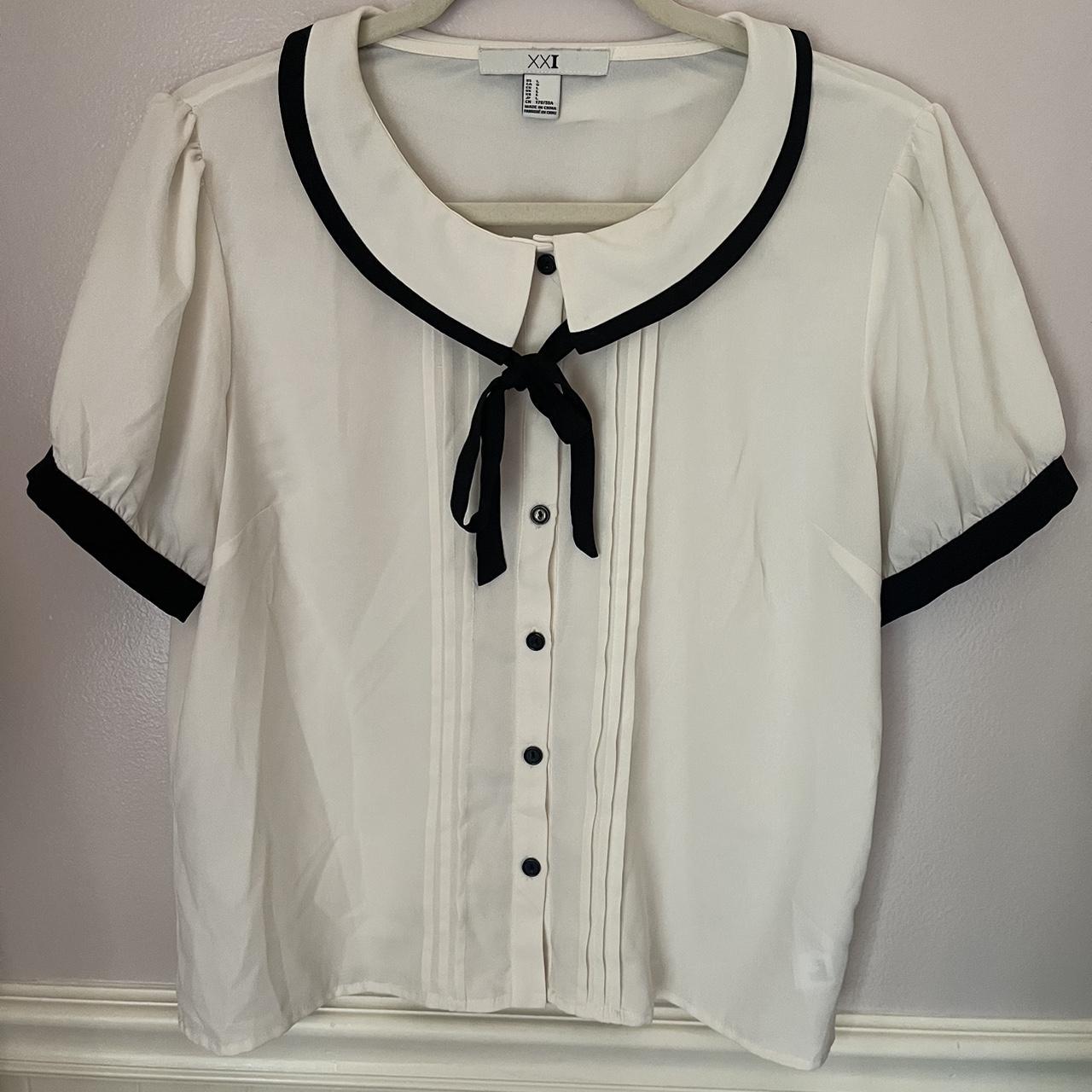 Preppy blouse 💄 lightweight, sheer material ... - Depop