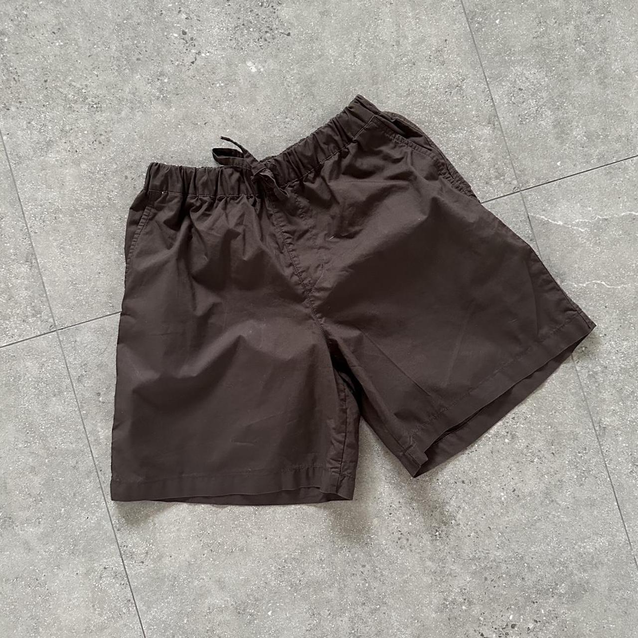 Muji brown high waisted cotton shorts Size S - fits... - Depop