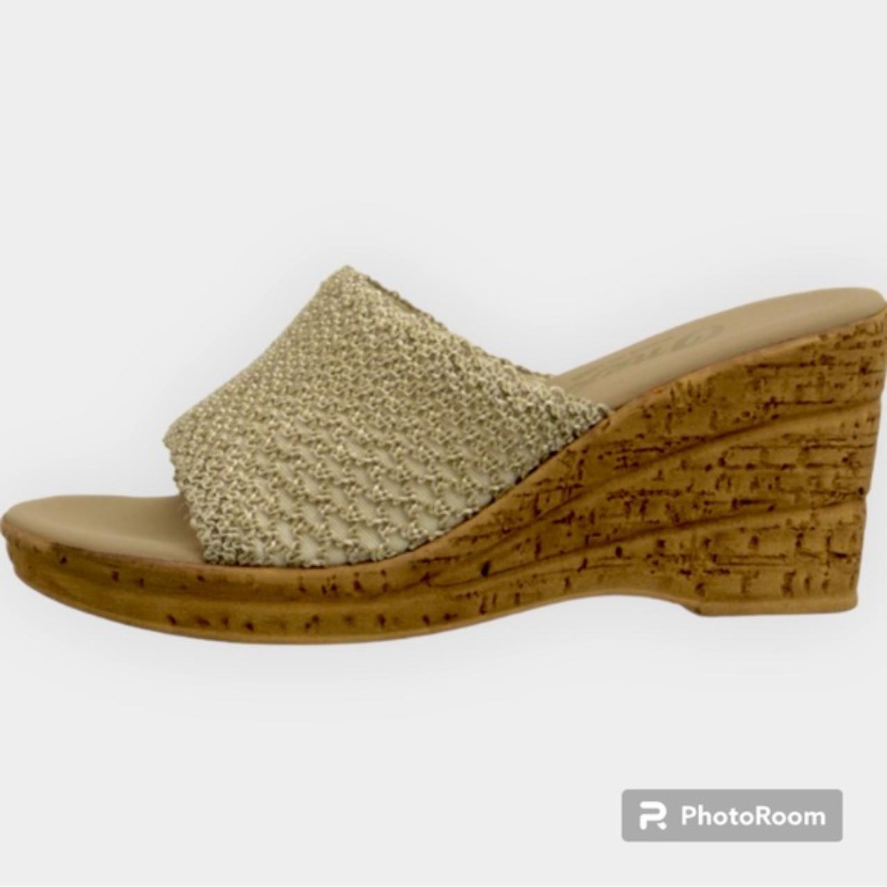 Onex Bianca Natural Woven Straw Cork Wedge 3” Heel... - Depop