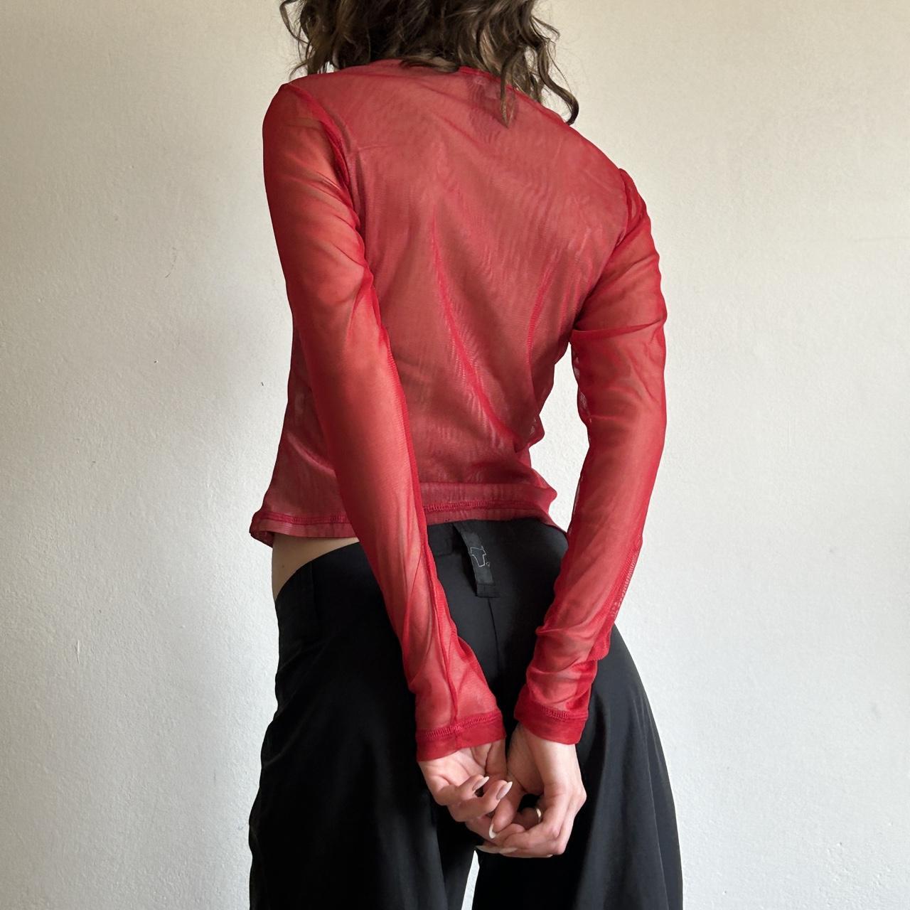translucent cropped red top perfect condition Size... - Depop