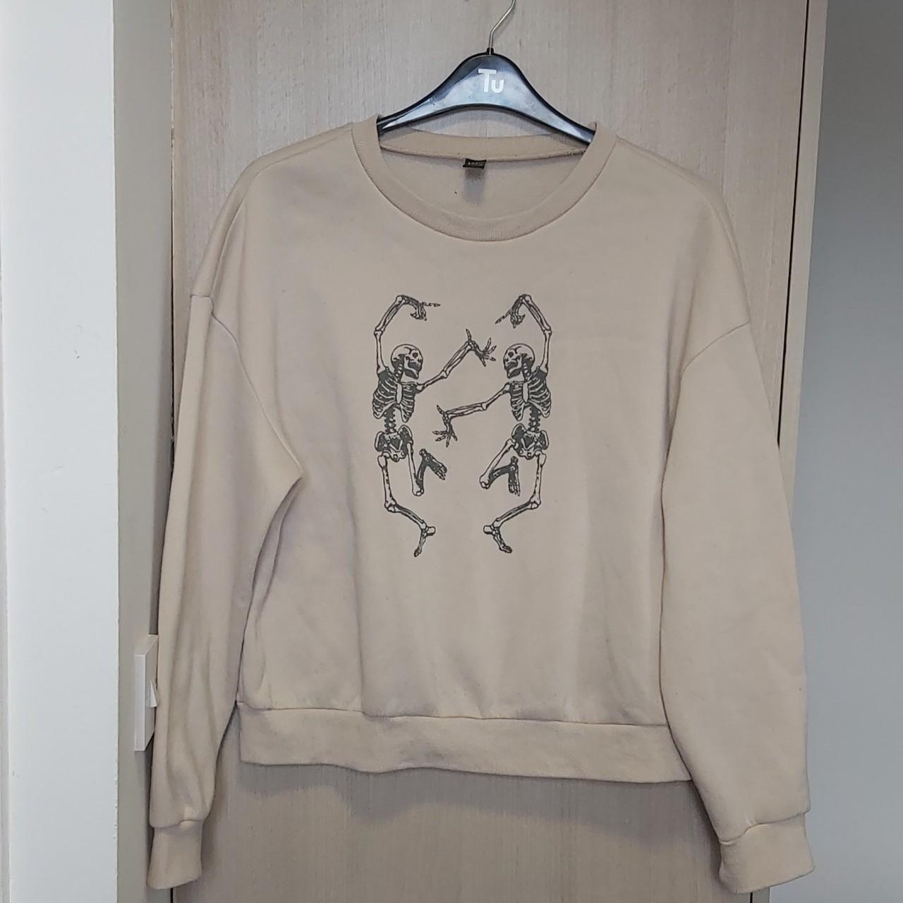 SHEIN Size XL Oversized cute beige skeleton jumper - Depop