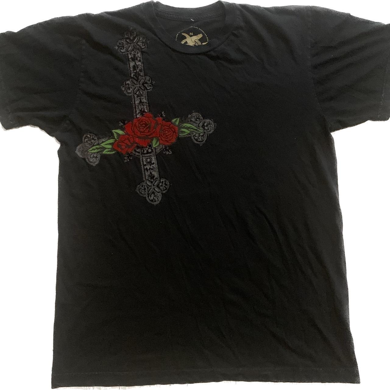 Shirt with roses and crosses🐷🙏 mall goth cyber... - Depop