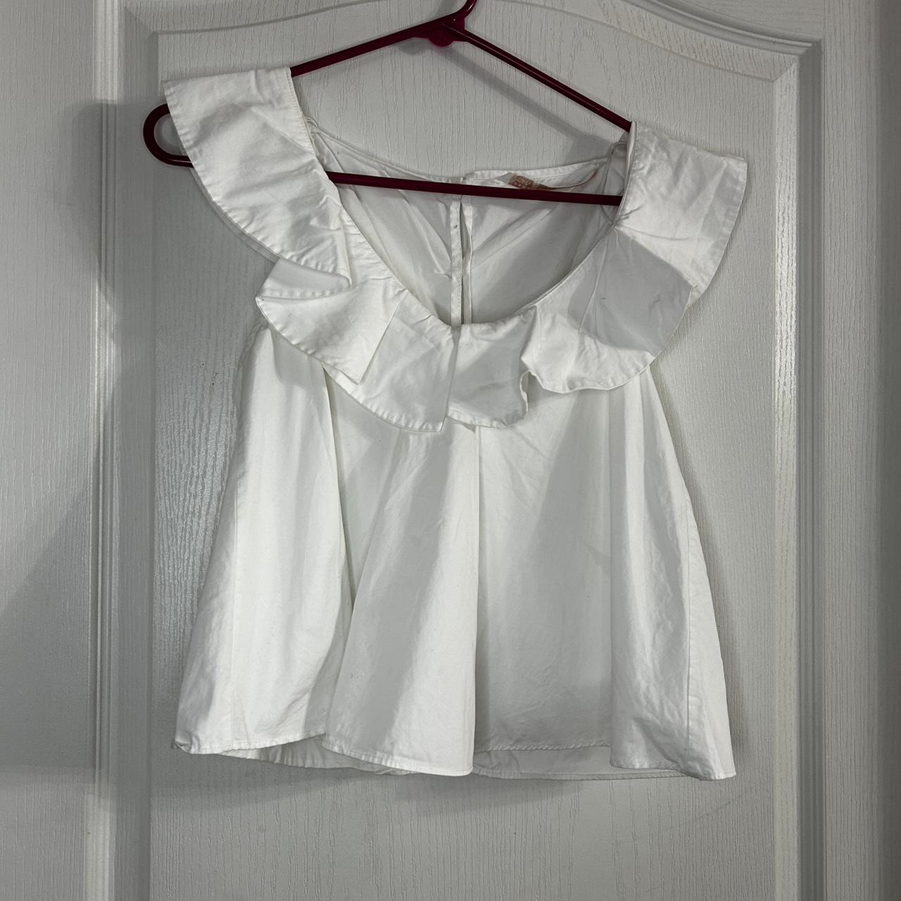 Zara White Ruffle Crop Top Size 8. 2841 - Depop