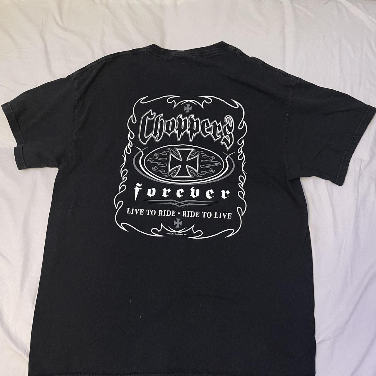 vintage size large chopper shirt cool ass design... - Depop