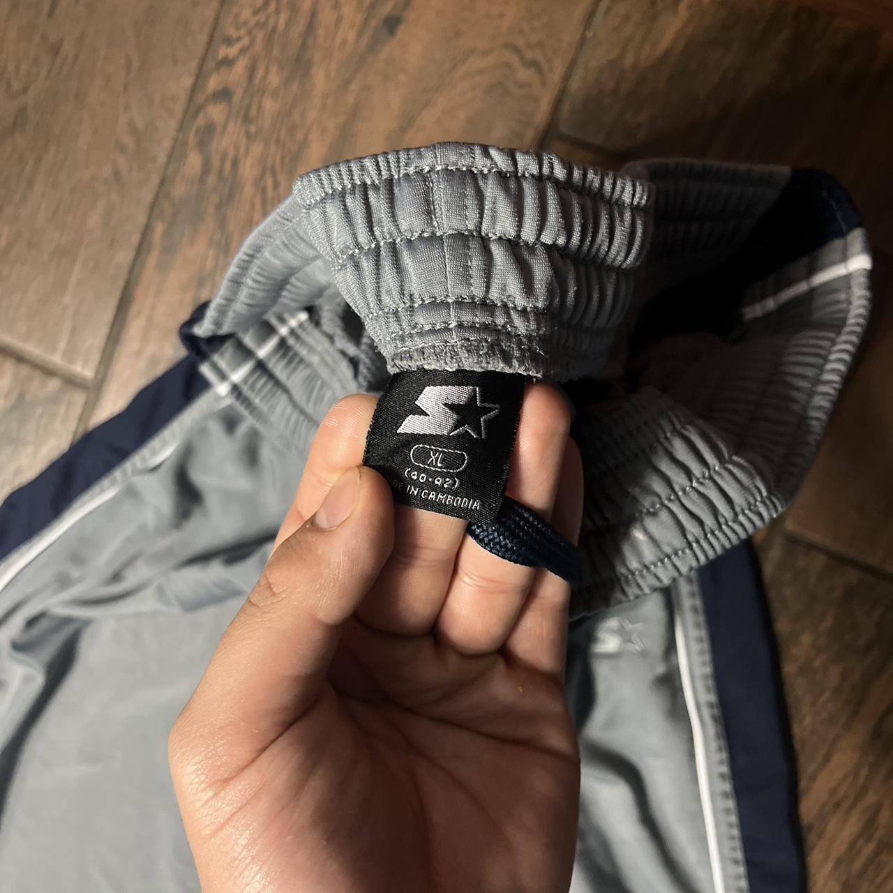 Grey and navy starter sweatpants - streetwear... | Depop