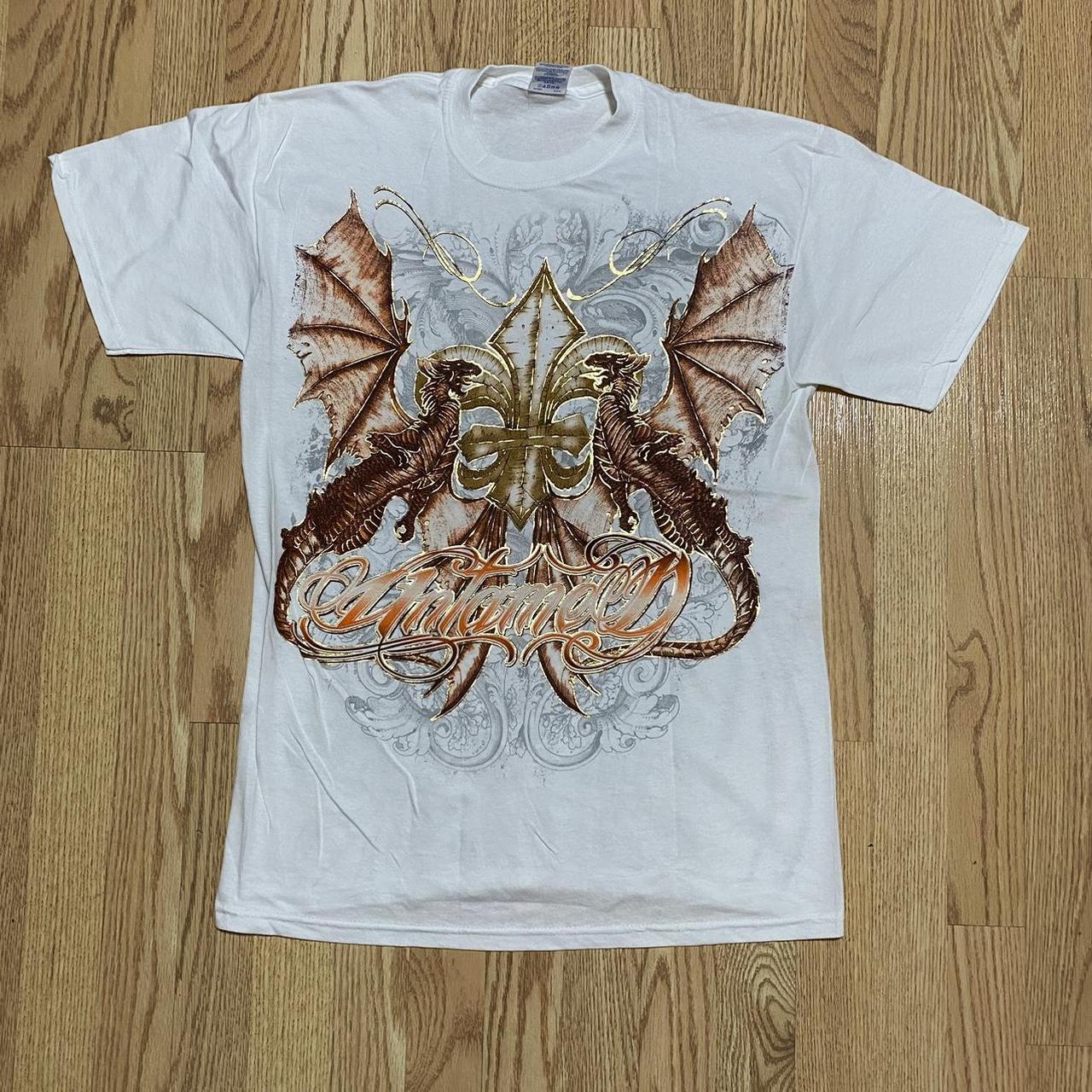 Super sick red and gold affliction like design... - Depop