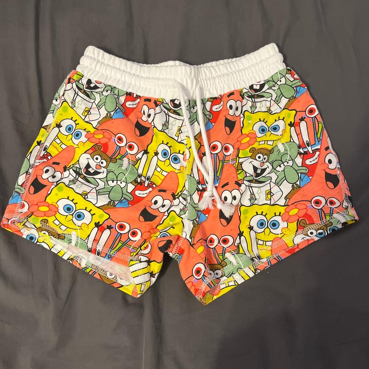 extra small nickelodeon spongebob shorts (white)... - Depop
