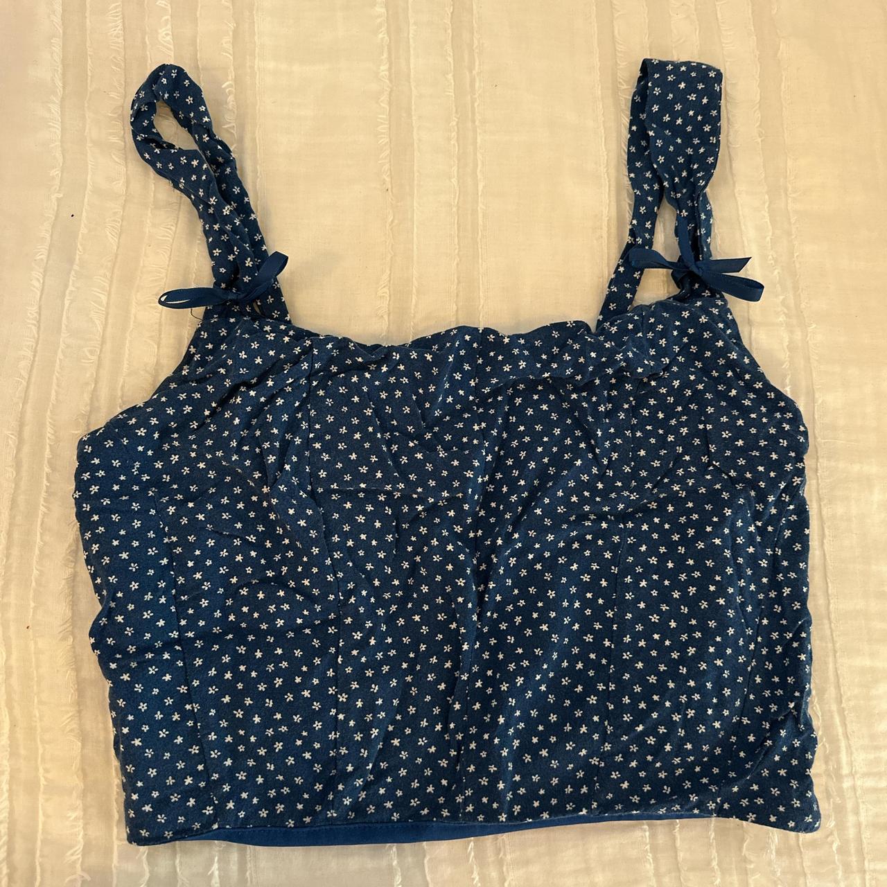 Pacsun navy blue tank with flowers No tag on the... - Depop