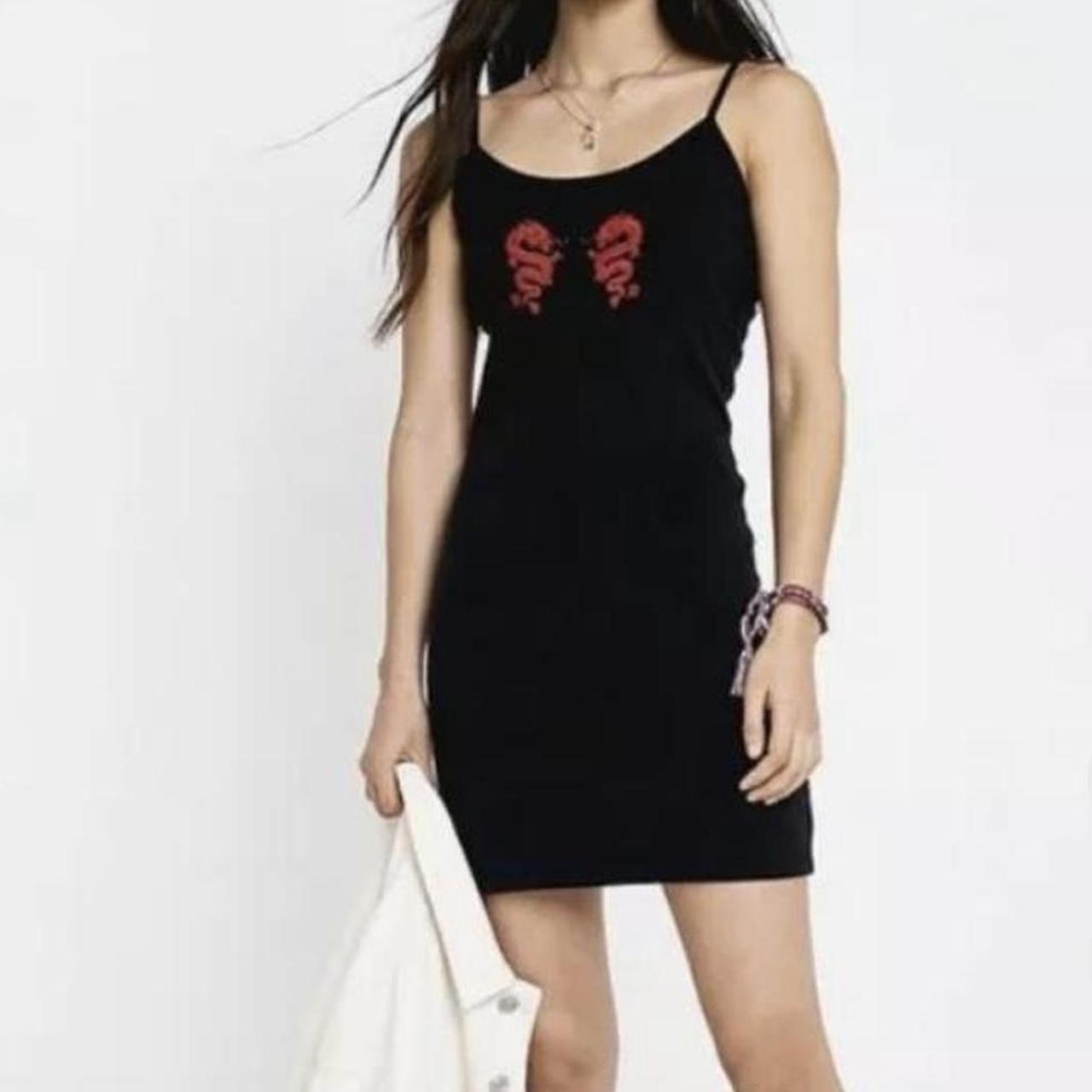 Urban Outfitters black and red dragon dress Size... - Depop