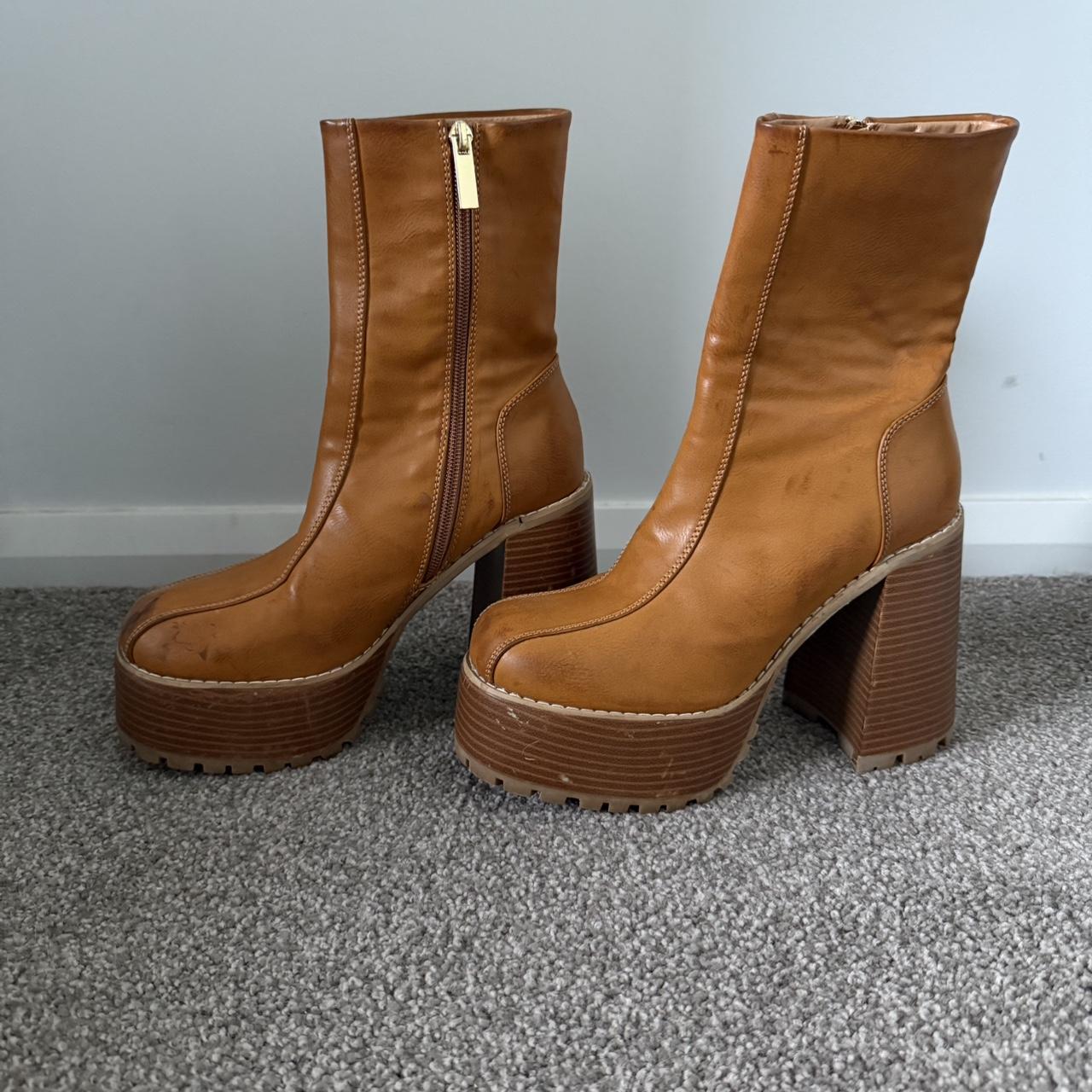 Chunky platform boots in tan colour AU women’s 8 | Depop