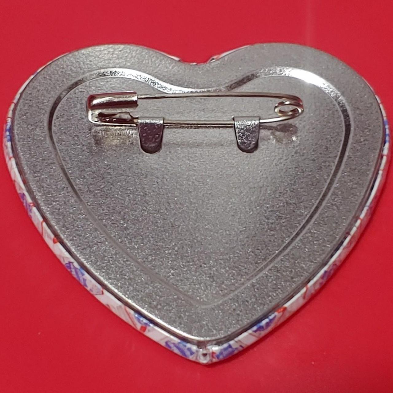 2 1/4 Inch Punk Rock Rat Heart Shaped Pinback... - Depop