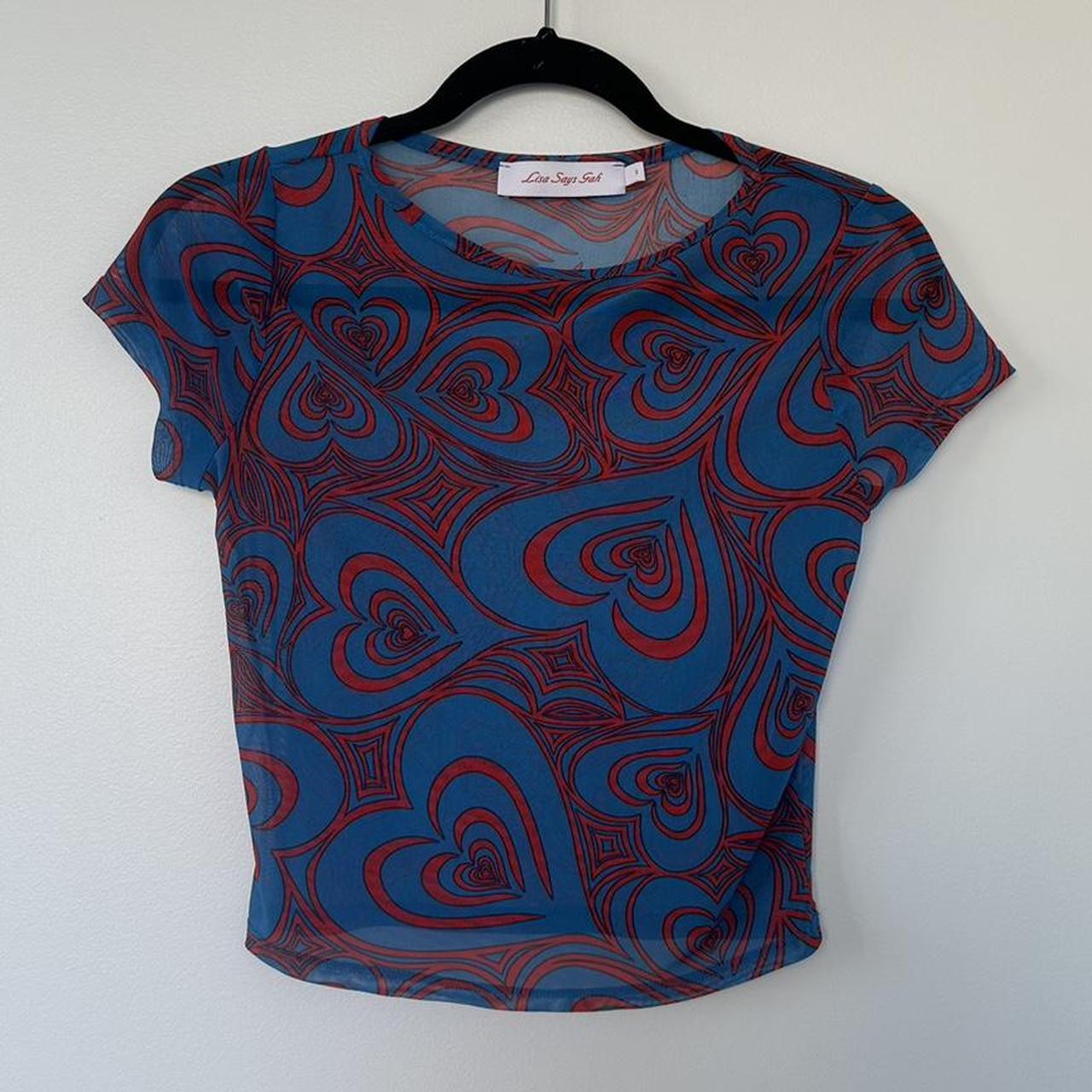 Mesh Lisa Says Gah Heart Top - cropped - size S -... - Depop