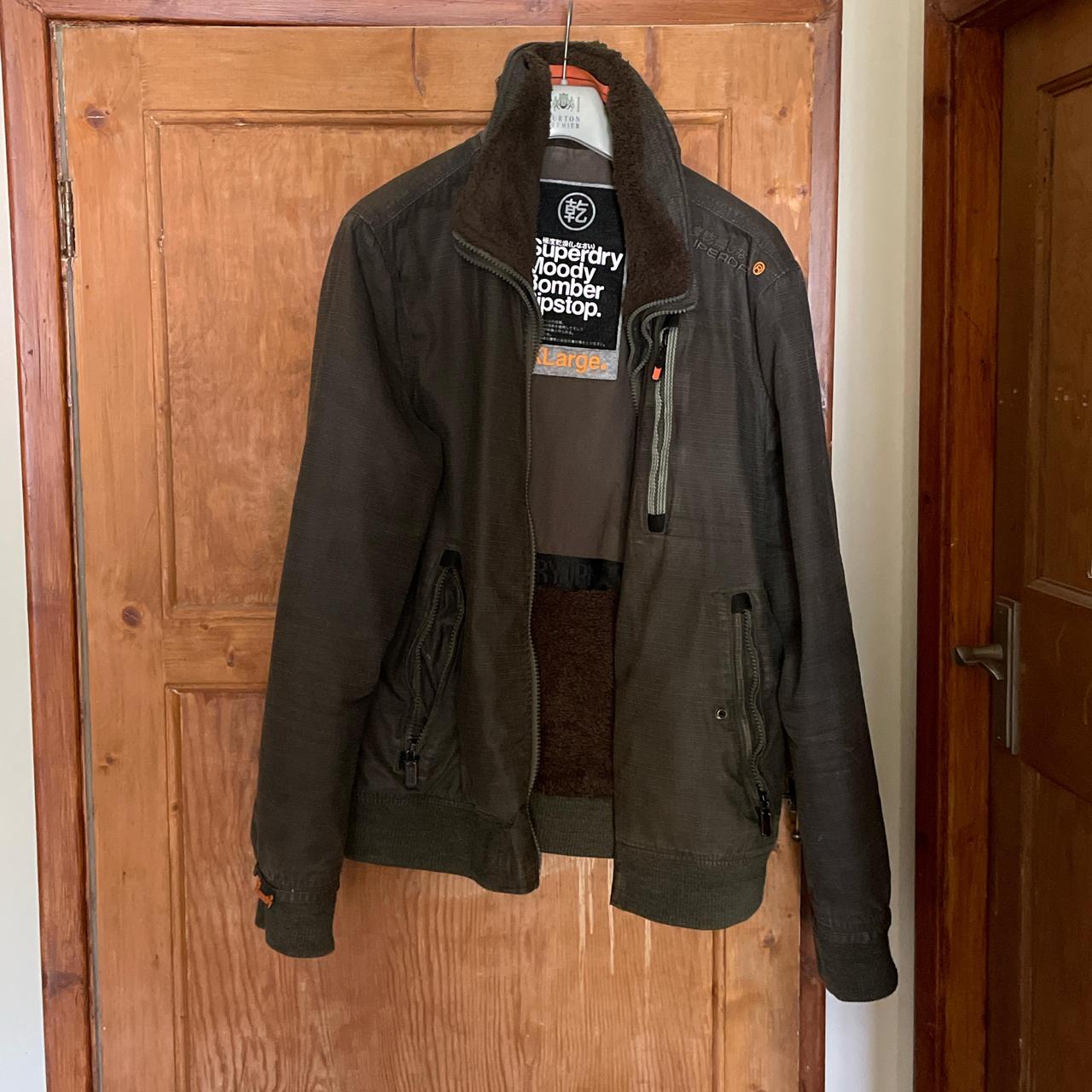 Thick superdry bomber coat, dark green xxl. Great... - Depop