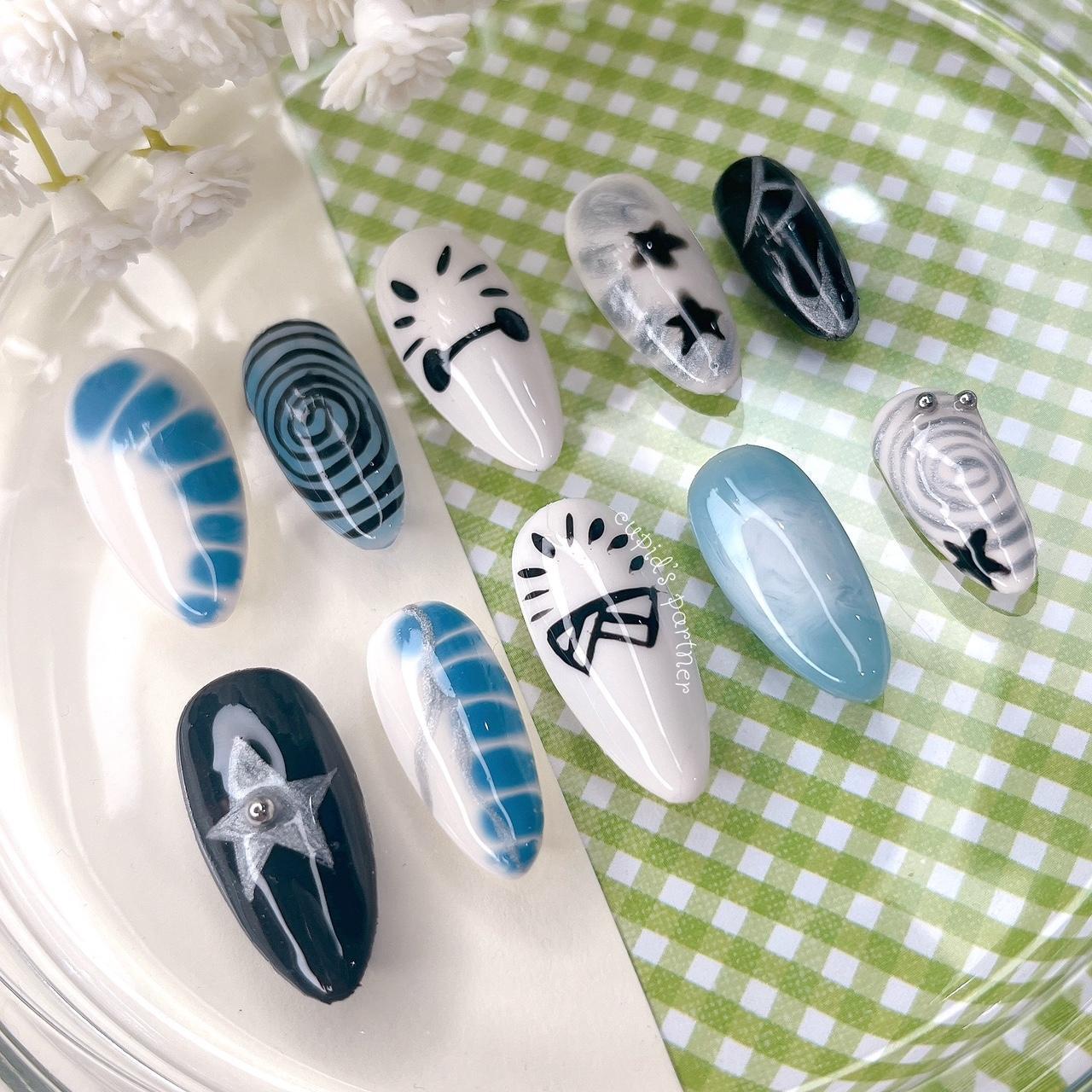 gojo satoru inspired press-on nails. please dm/put... - Depop