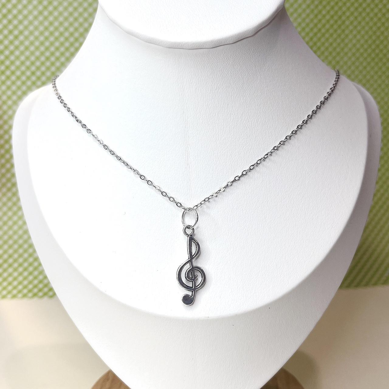 handmade silver music note necklace. #kawaii... | Depop
