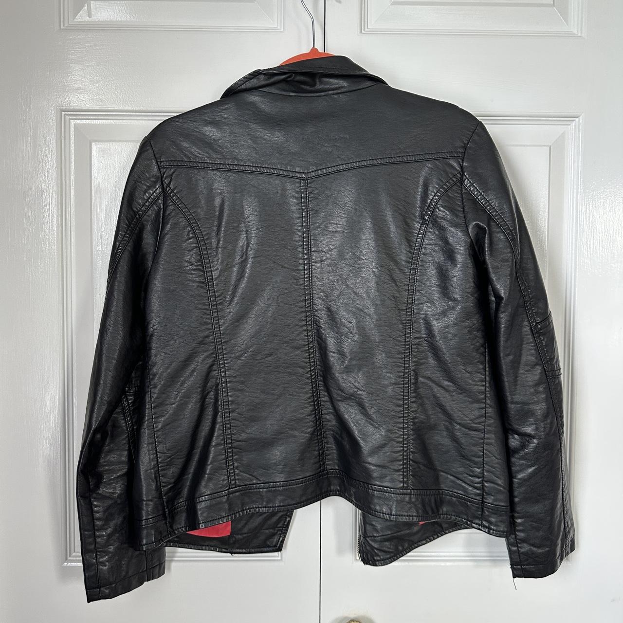 Cherokee Black Faux Leather Jacket Has 2 zipper... - Depop