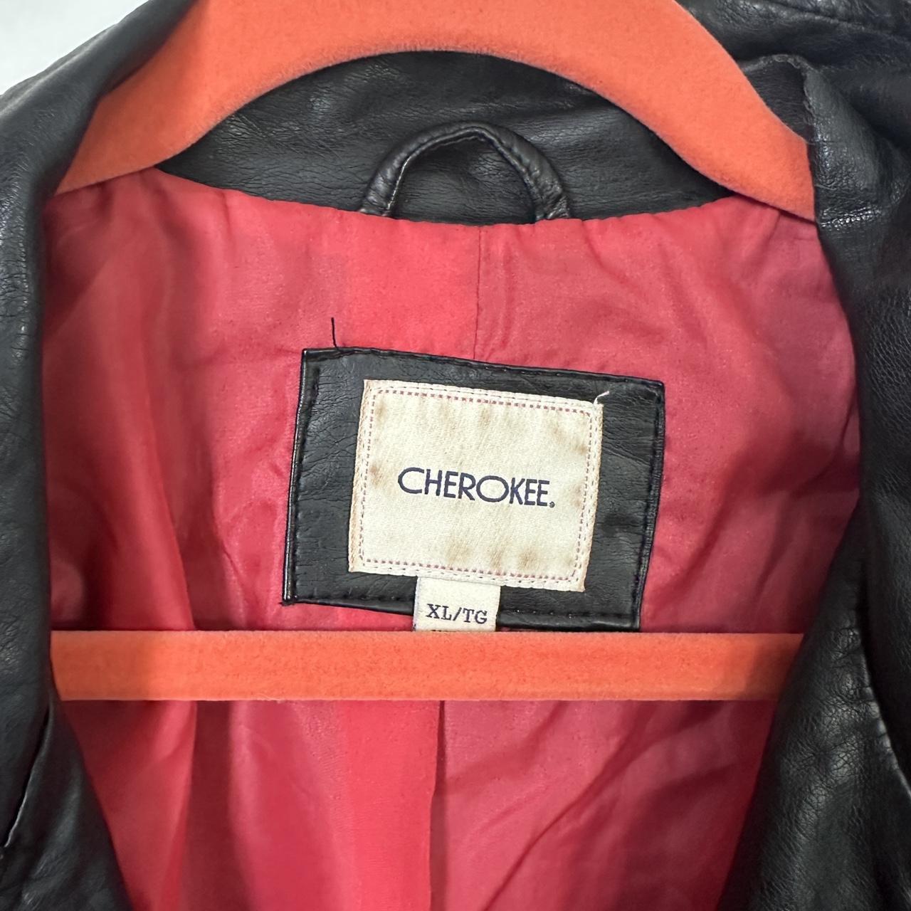 Cherokee Black Faux Leather Jacket Has 2 zipper... - Depop