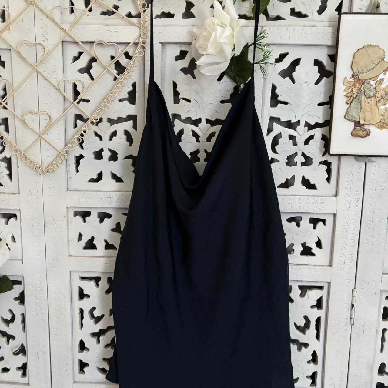 Open back navy glassons halter top - Depop