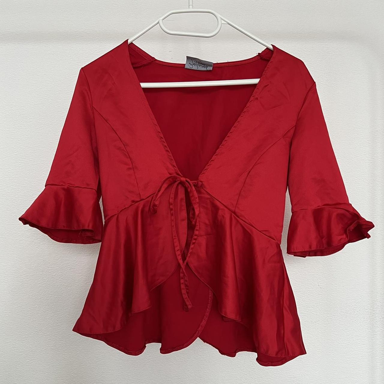 Red Crop Top Red Satin Blouse The most stunning... - Depop