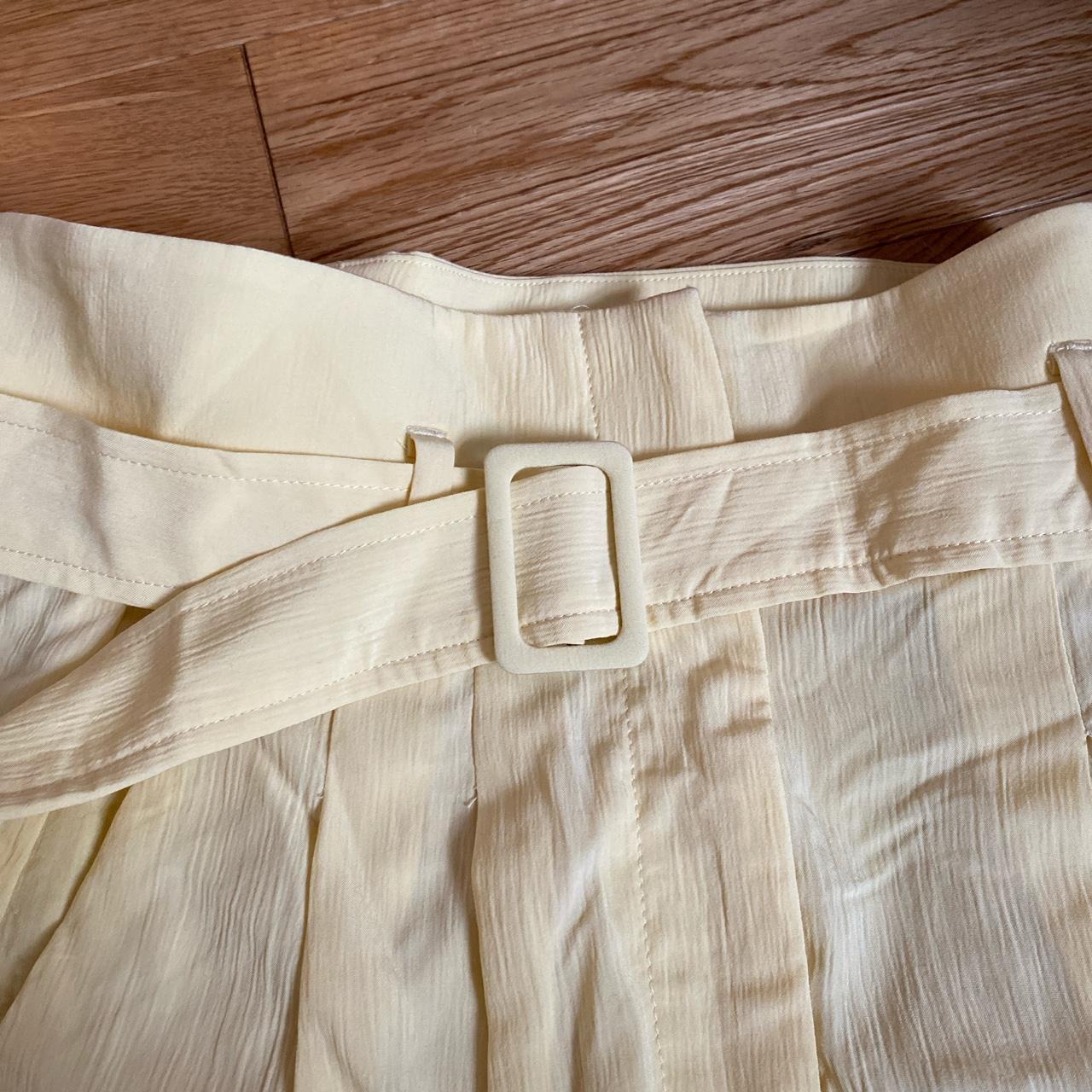 High waisted shorts Pastel yellow shorts - with... - Depop