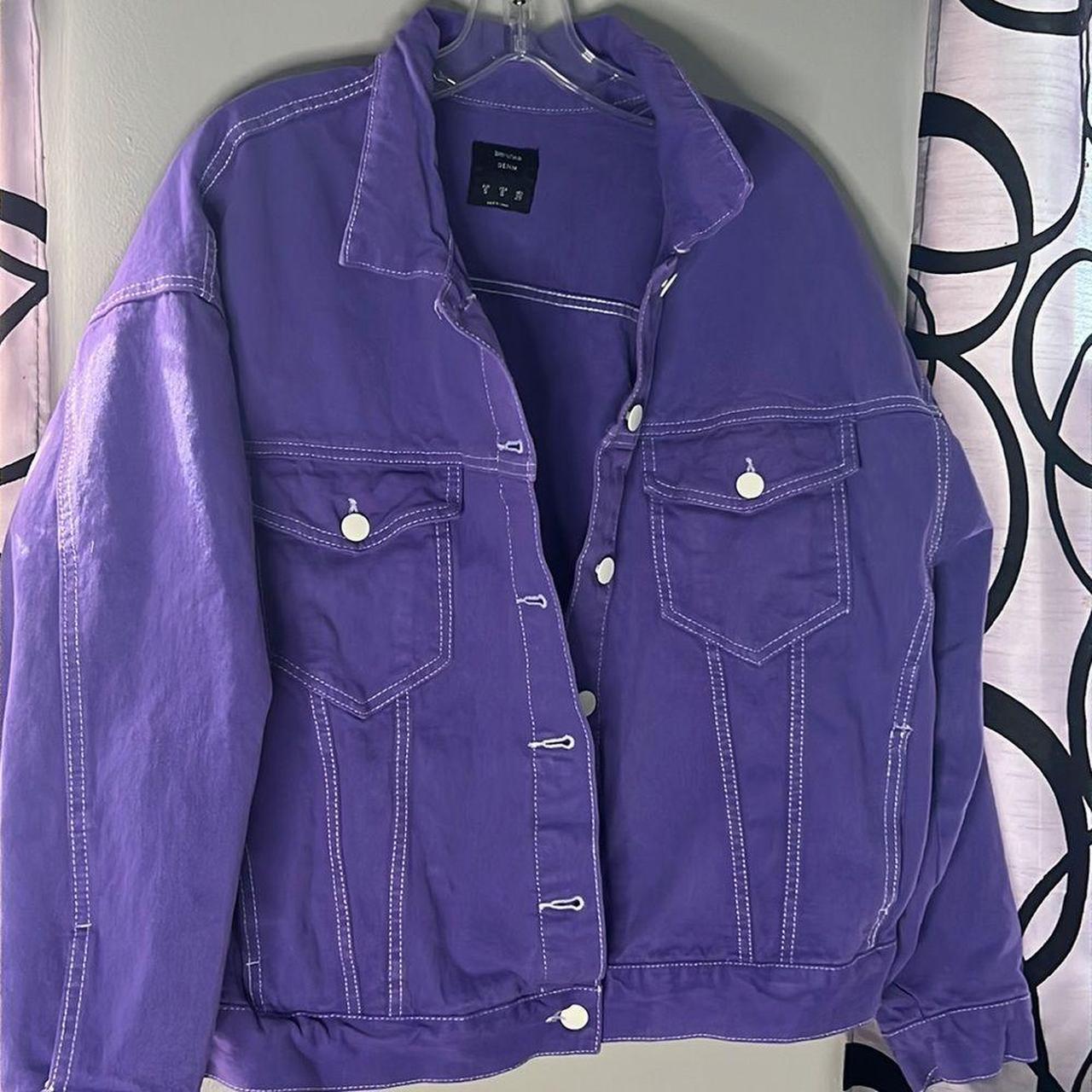 Bershka Women's Purple and White Jacket | Depop
