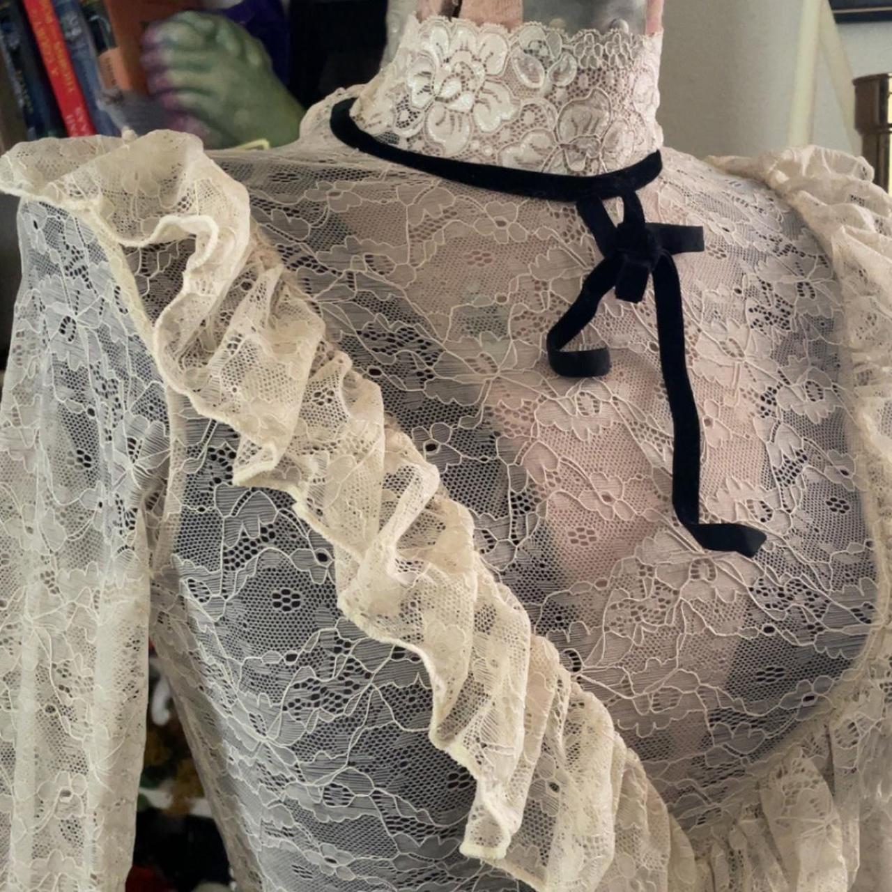 Dollskill Victorian gothic bodysuit Cream lace... - Depop