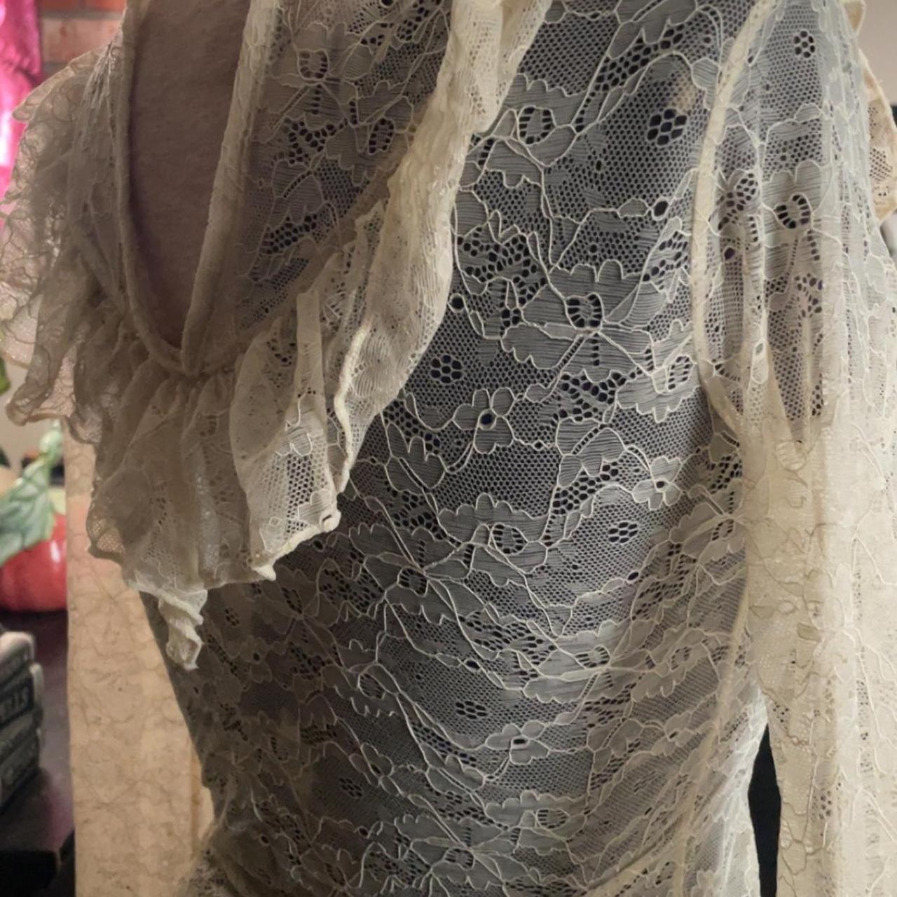 Dollskill Victorian gothic bodysuit Cream lace... - Depop