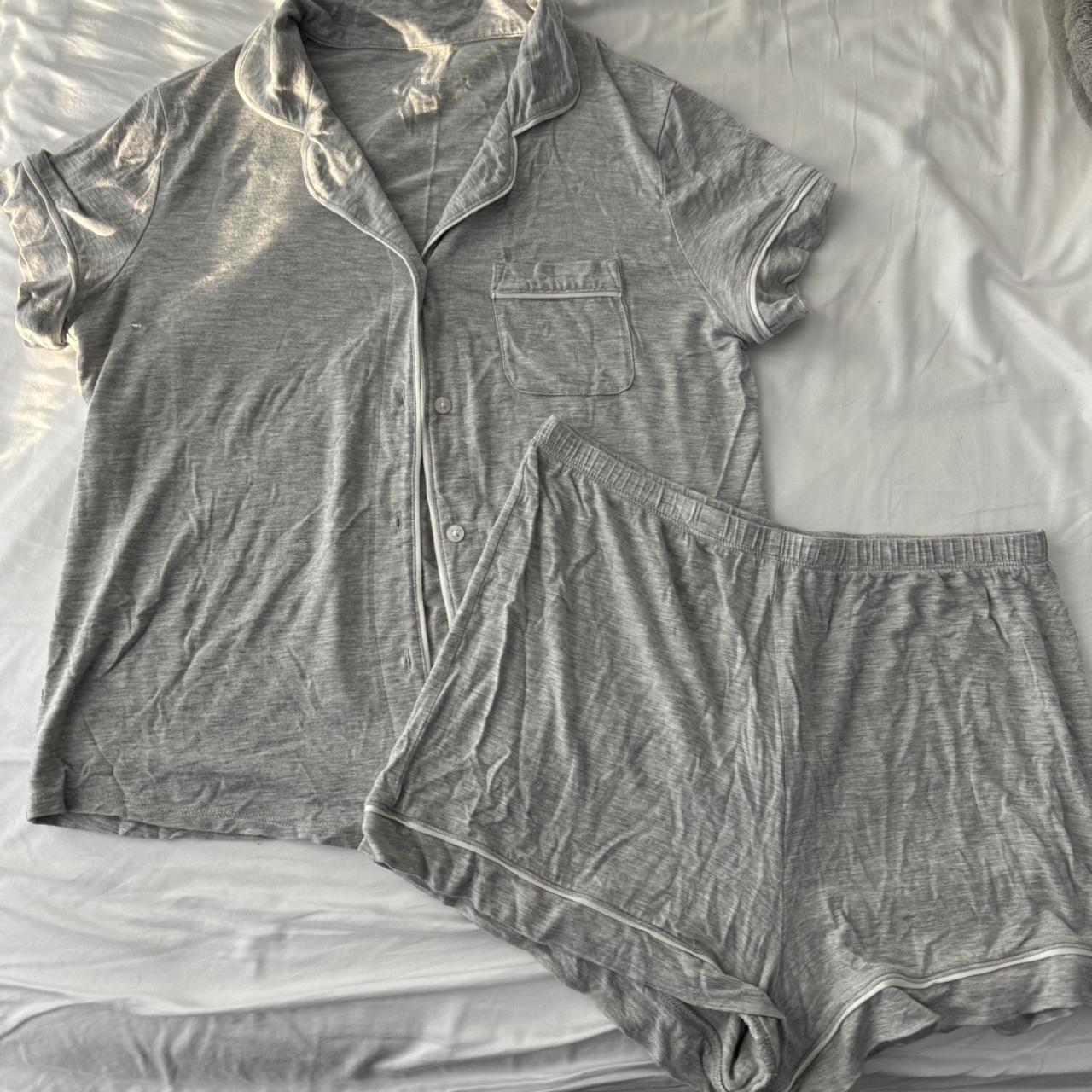 grey matching pajama set size small new without... - Depop