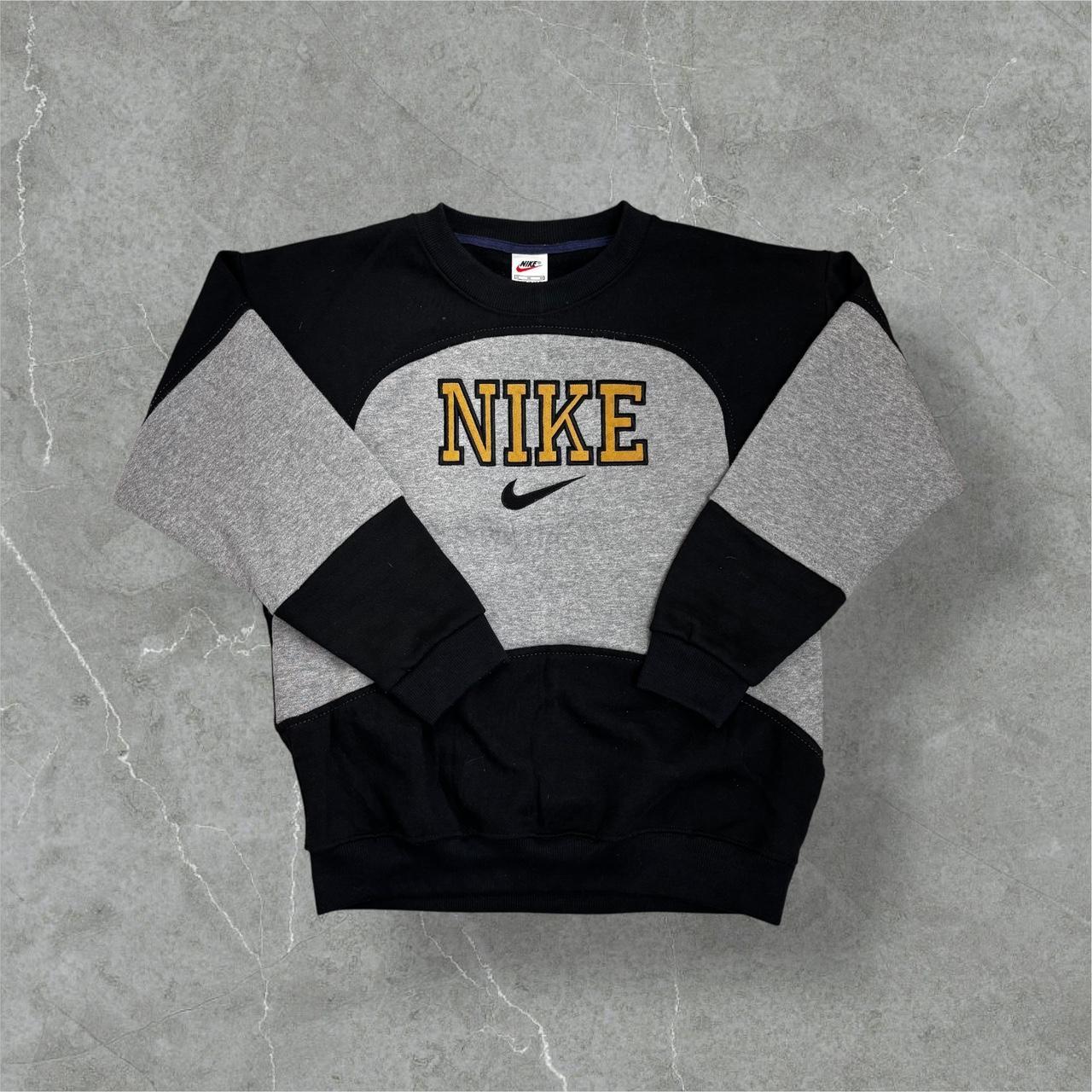 Nike black/grey sweatshirt rework style Size:... | Depop