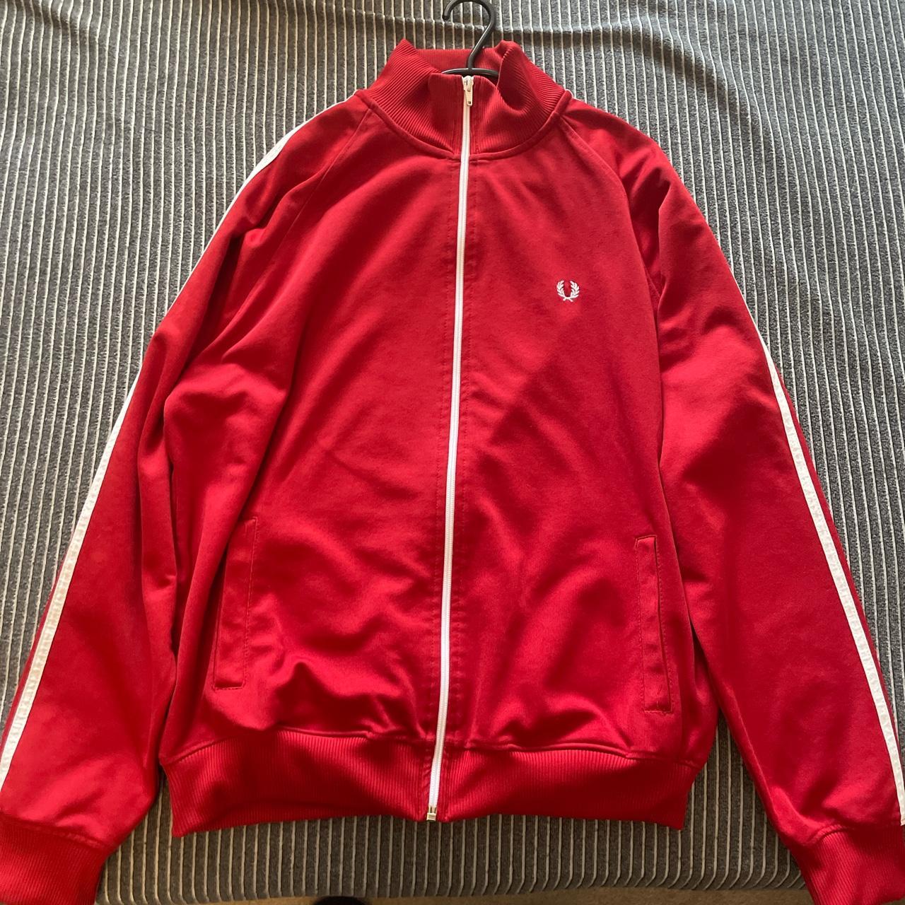 Red Fred perry tracksuit top Worn very few... - Depop